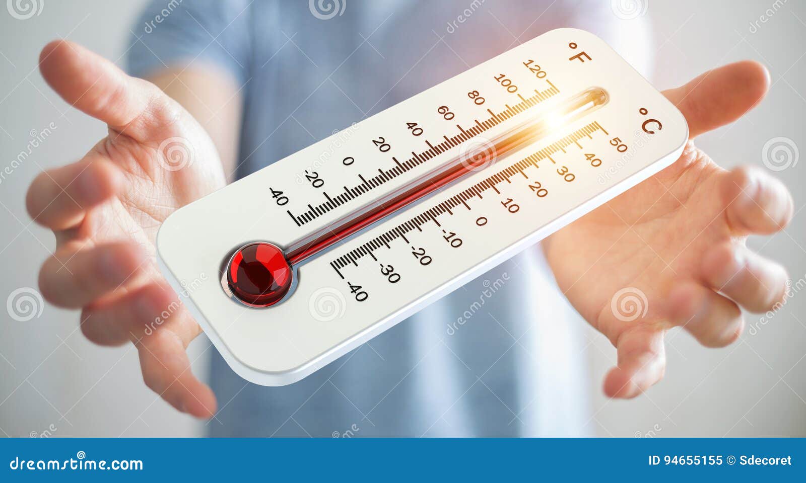 Businessman Checking the Temperature Rise 3D Rendering Stock ...