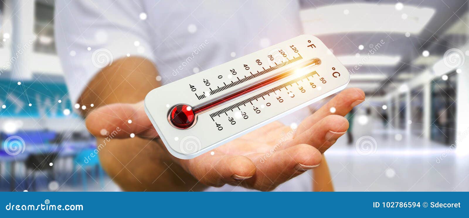 Businessman Checking the Temperature Rise 3D Rendering Stock ...