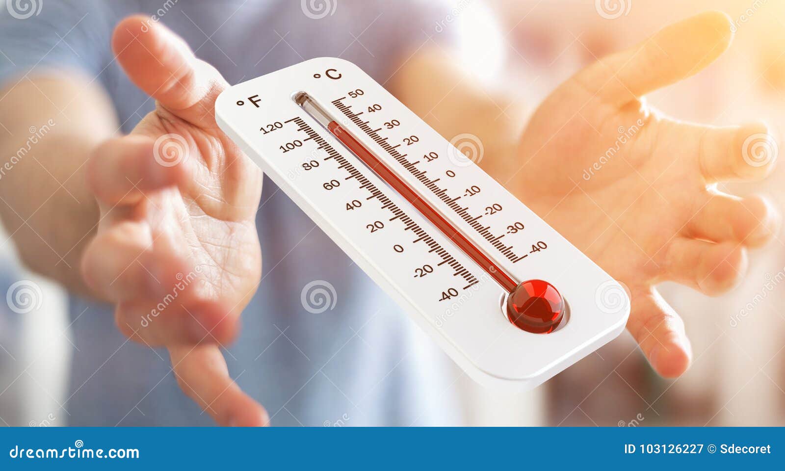 Businessman Checking the Temperature Rise 3D Rendering Stock ...