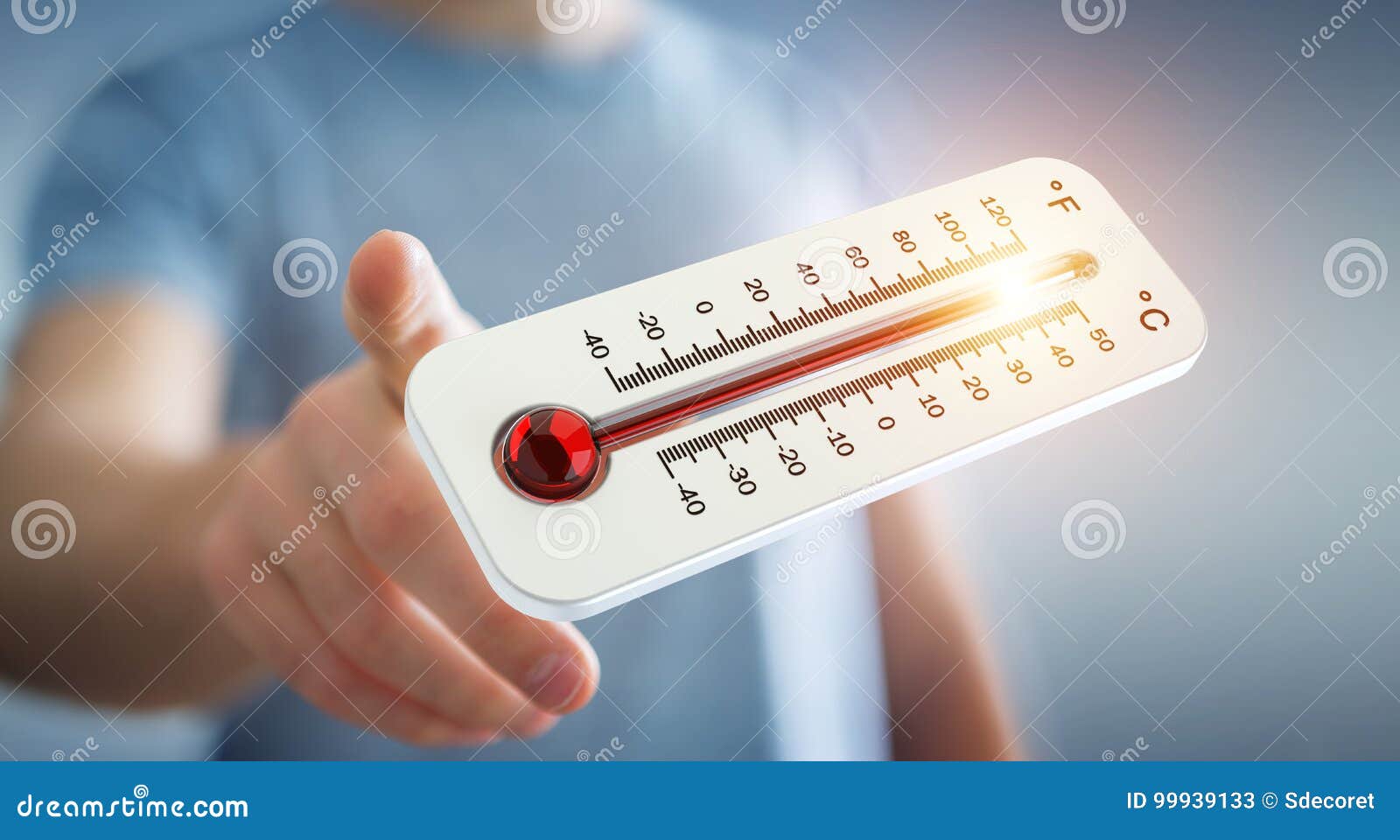 Businessman Checking the Temperature Rise 3D Rendering Stock ...