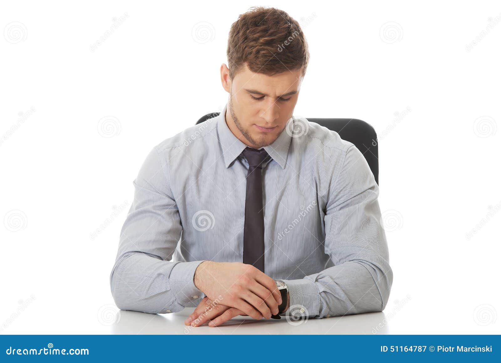 Businessman Checking Time on His Watch. Stock Image - Image of ...