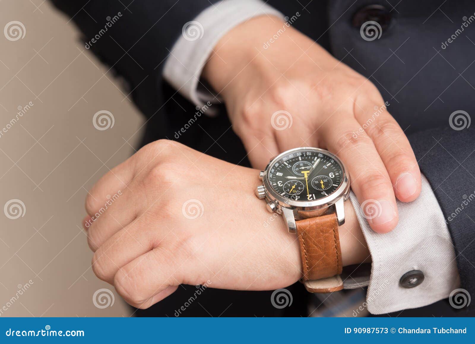 Businessman Checking the Time Stock Image - Image of watches, finger ...