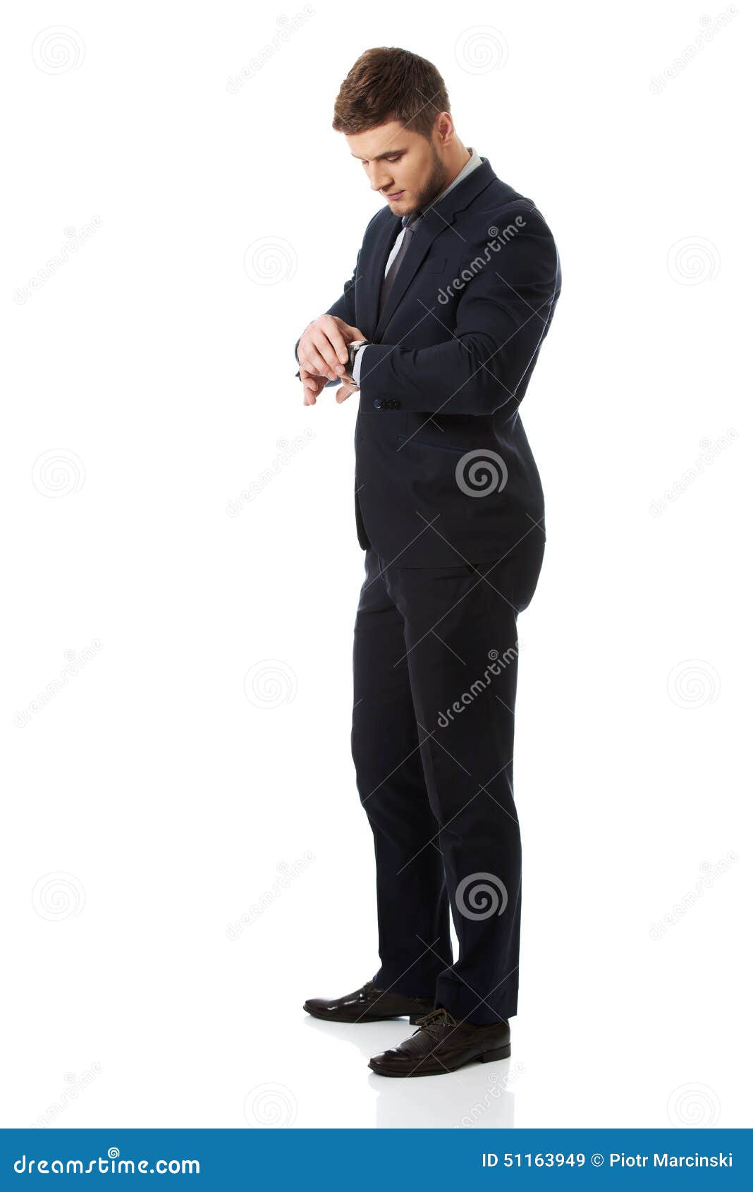 Businessman Checking Time on His Wrist Watch. Stock Image - Image of ...