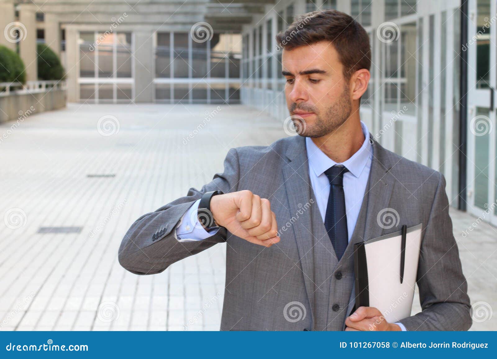 Businessman Checking the Time Isolated Stock Photo - Image of adult ...