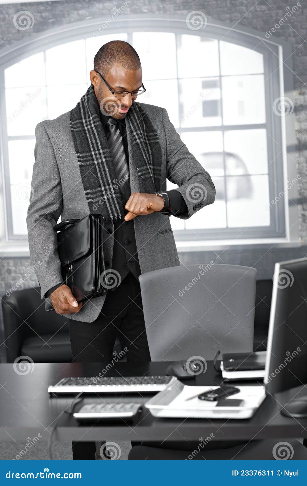 Businessman Checking Time at Office Stock Image - Image of businessman ...