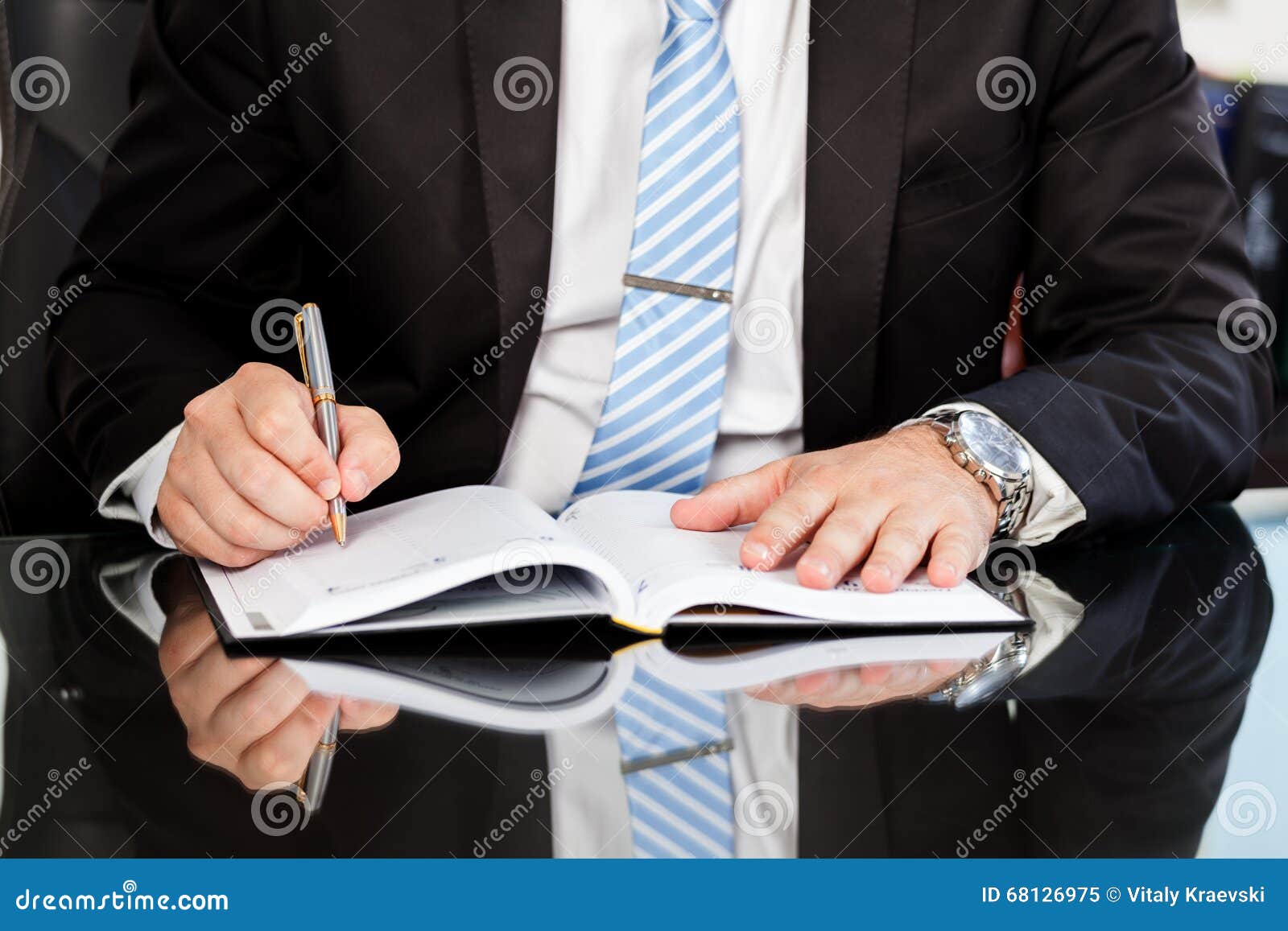 Businessman Checking Up a Diary Stock Image - Image of learning ...