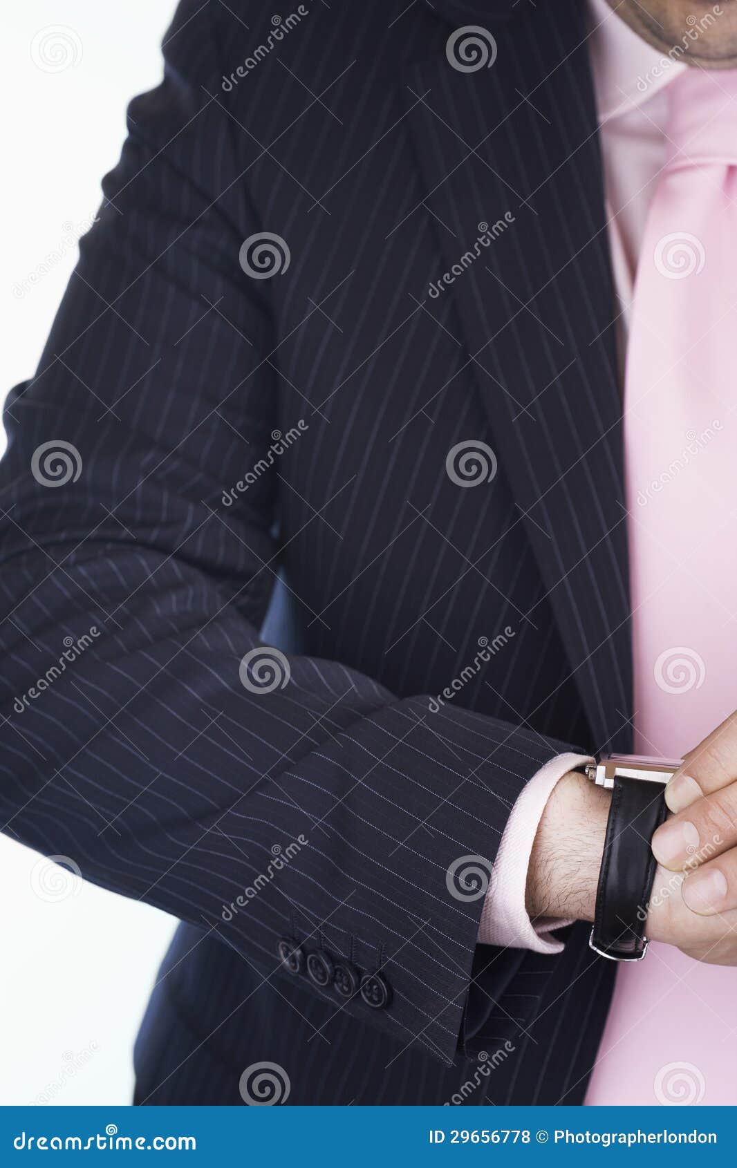 Businessman Checking Wristwatch Stock Photo - Image of midsection, suit ...