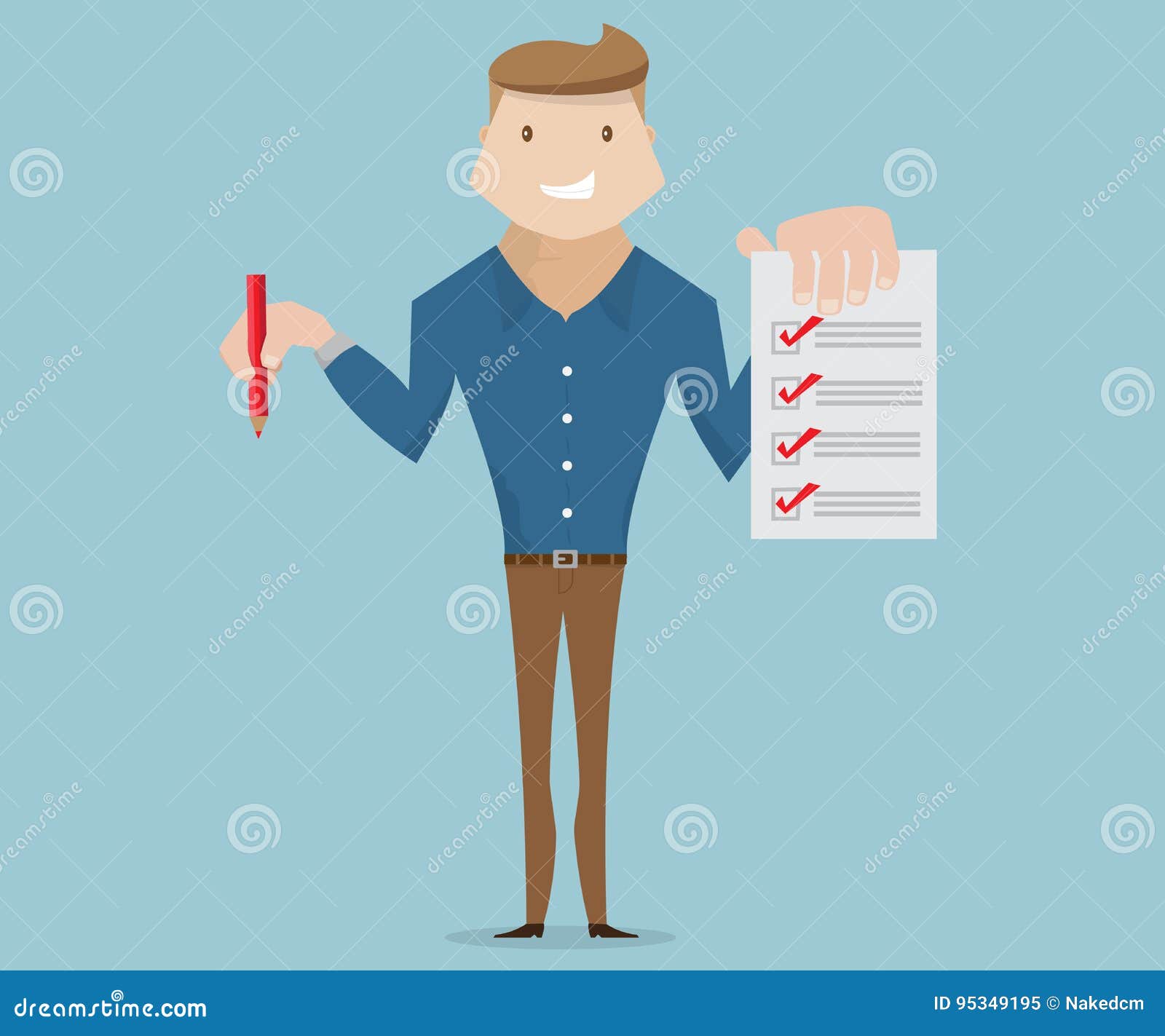 Businessman Checklist With Computer. Check List Icon Flat Vector ...