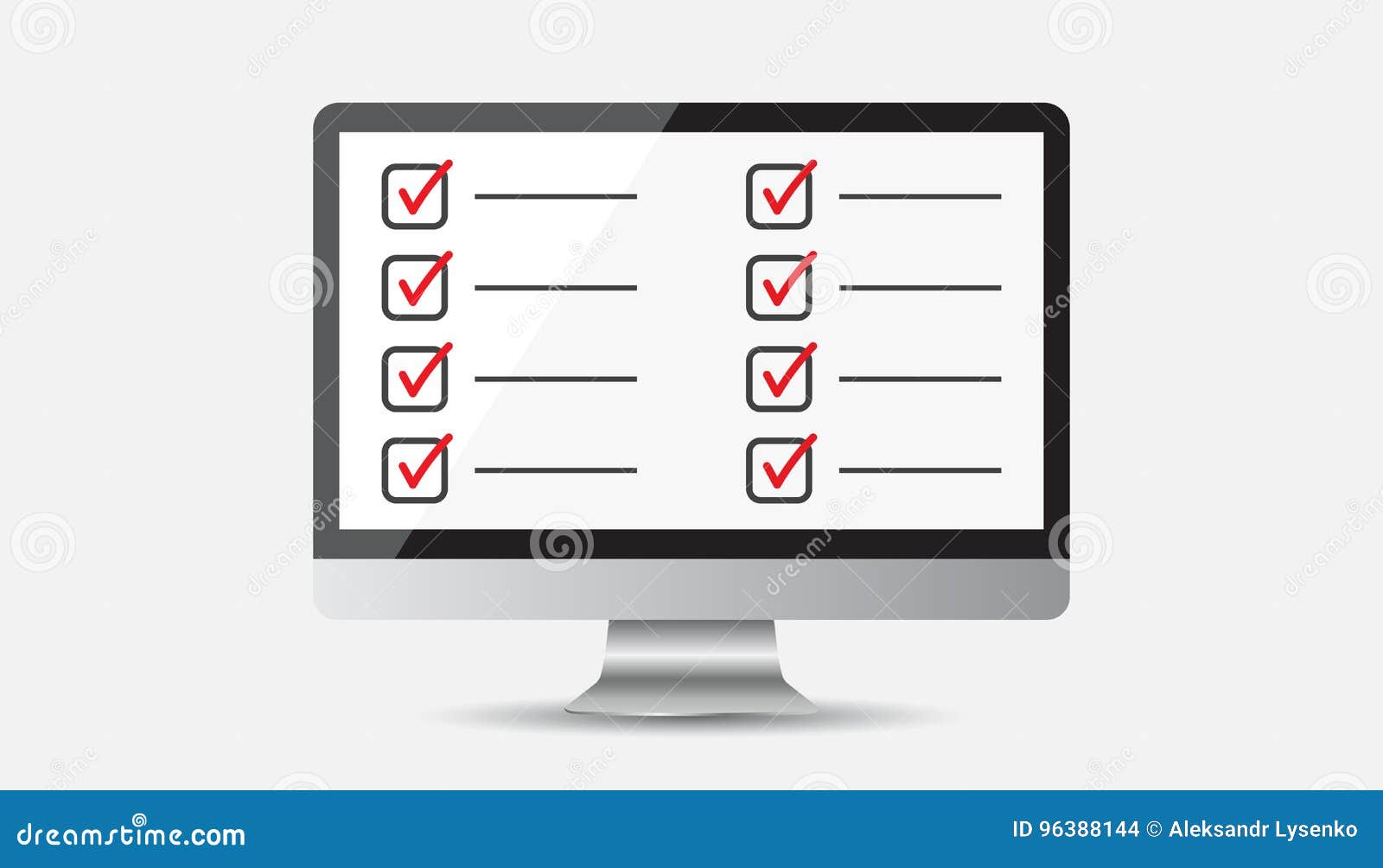 Businessman Checklist with Computer. Check List Icon Flat Vector Stock ...
