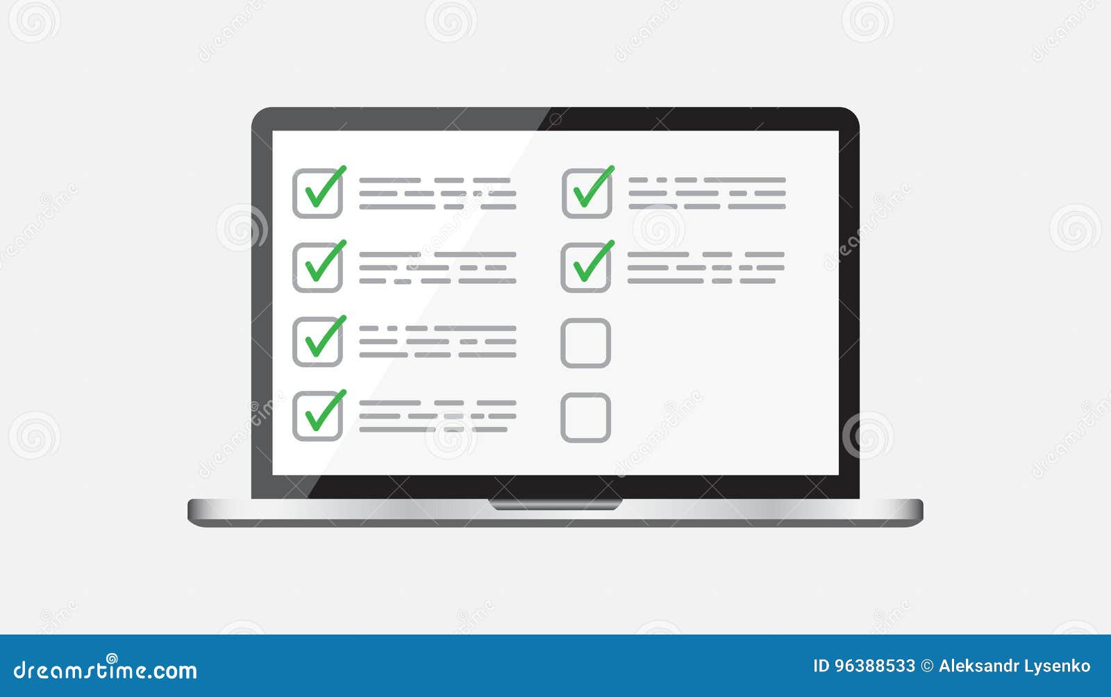 Businessman Checklist With Computer. Check List Icon Flat Vector ...