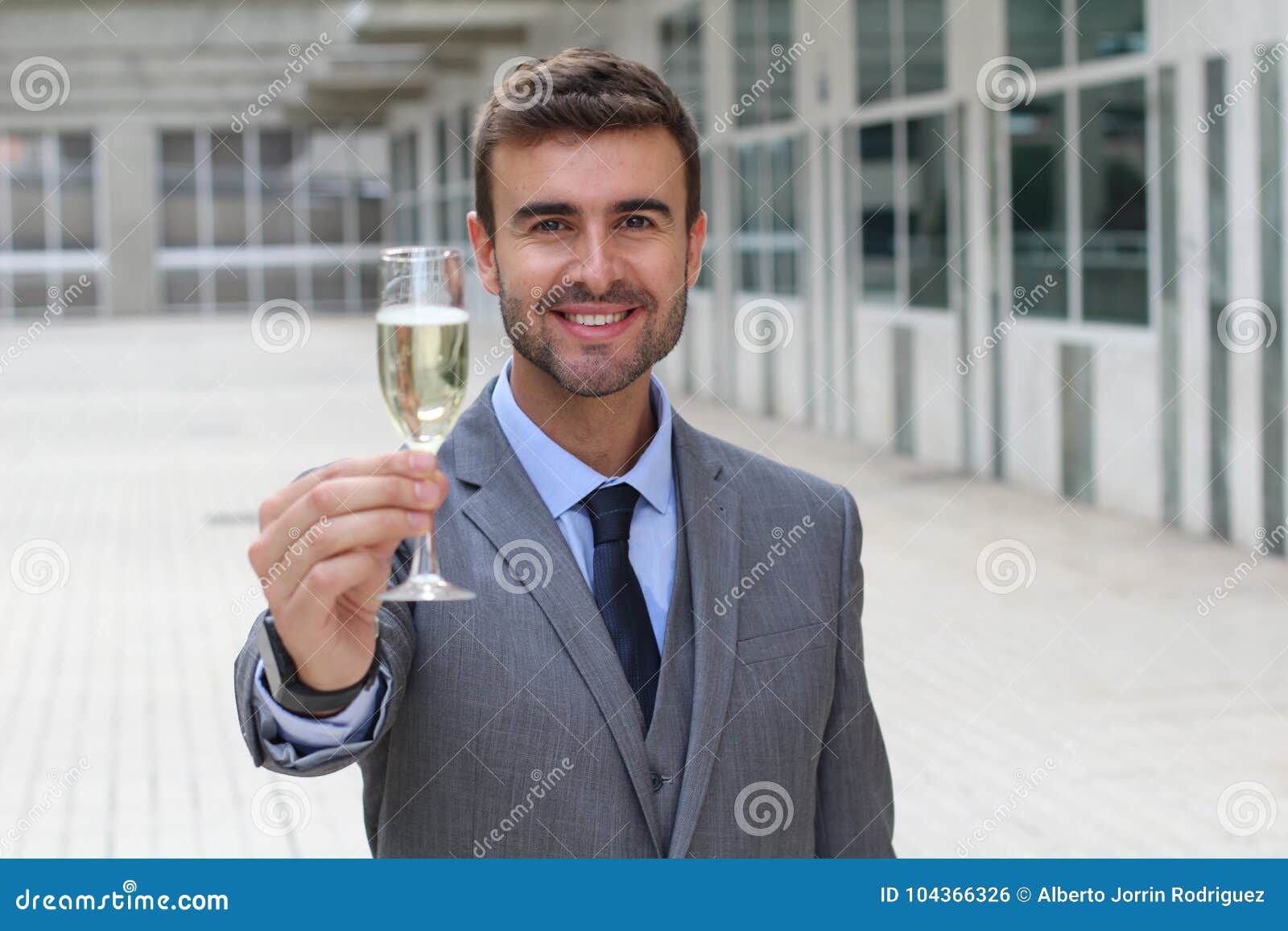 Businessman Cheering with Champagne Glass Stock Photo - Image of ...