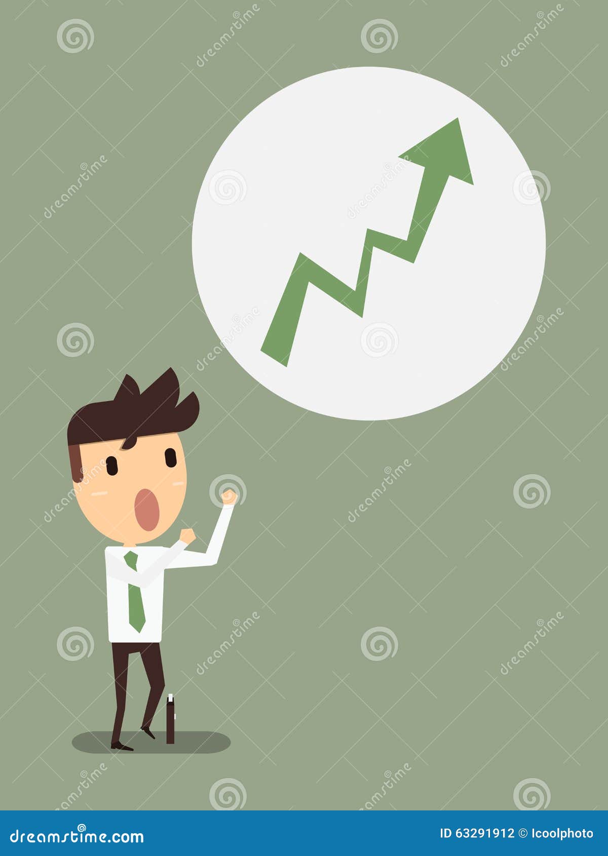Businessman Cheering for Positive Graph Stock Vector - Illustration of ...
