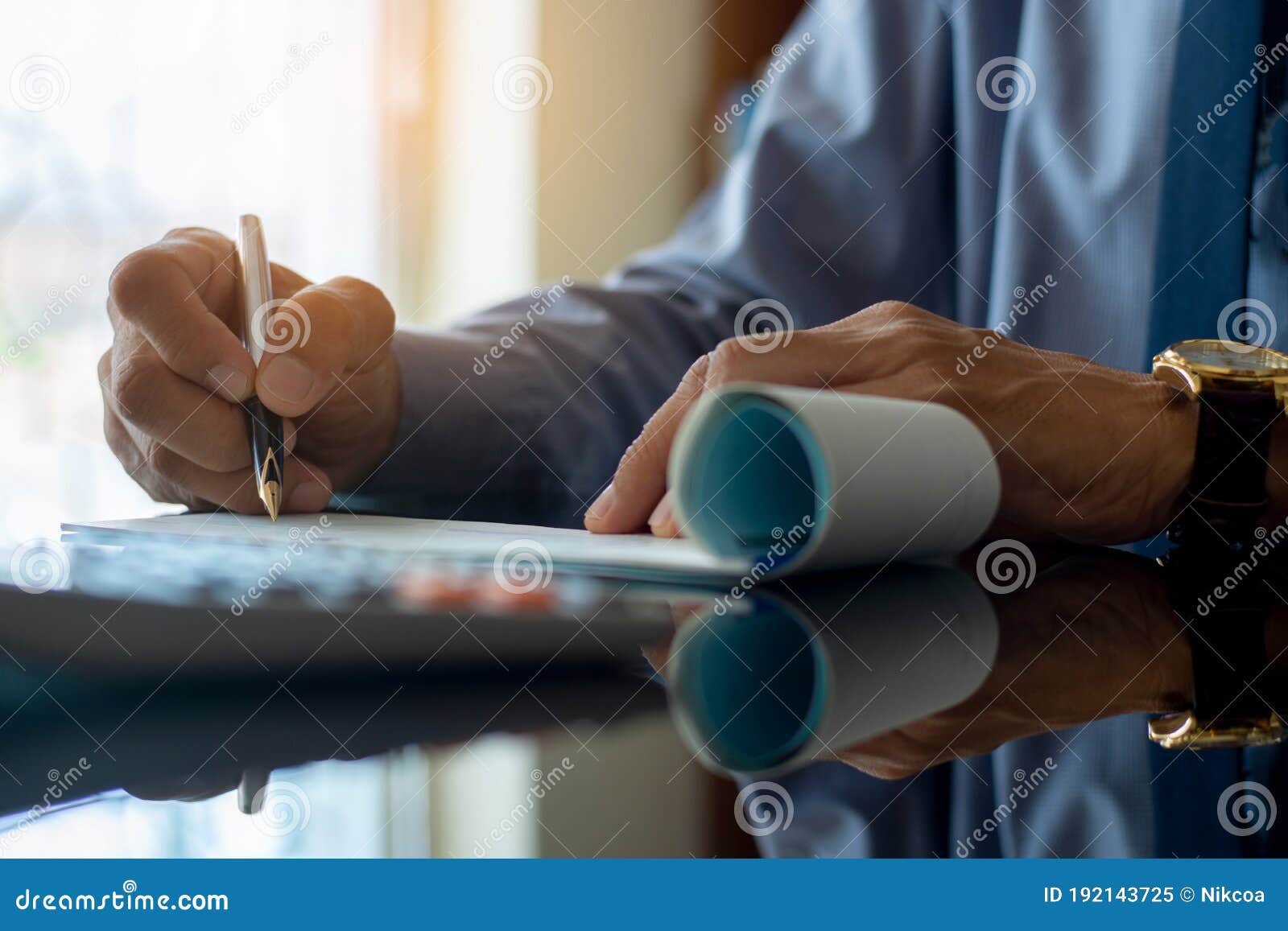 Businessman Write and Sign Cheque Stock Image - Image of checkbook ...