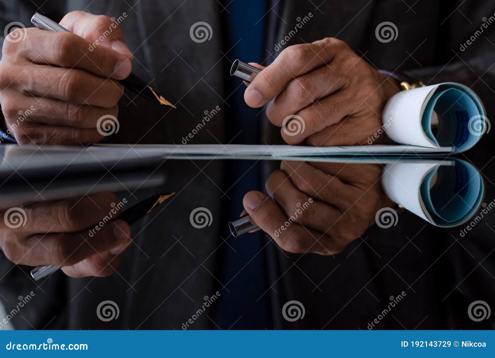 Businessman or Manager Sign Cheque Stock Image - Image of bonus ...