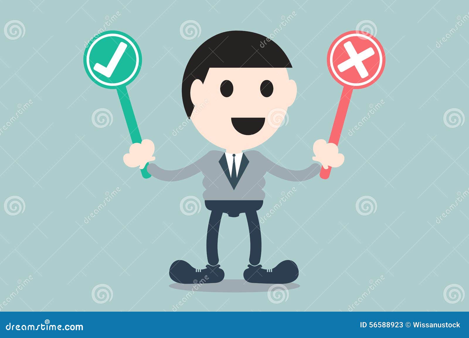 Businessman Choose Between Check Mark Or Wrong Mark Cartoon Vector ...