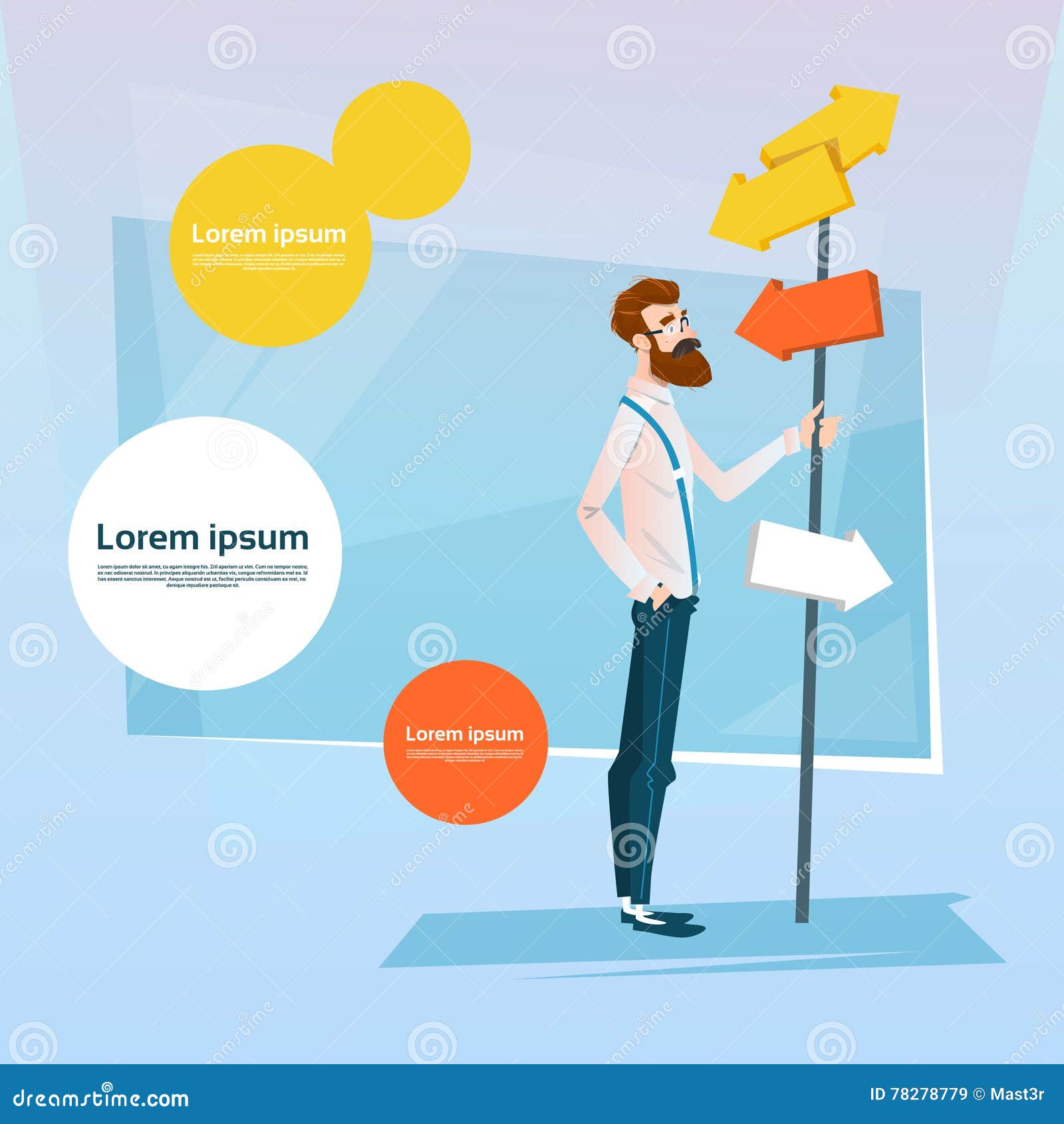 Businessman Choose Path Way Sign Board Road Stock Vector - Illustration ...