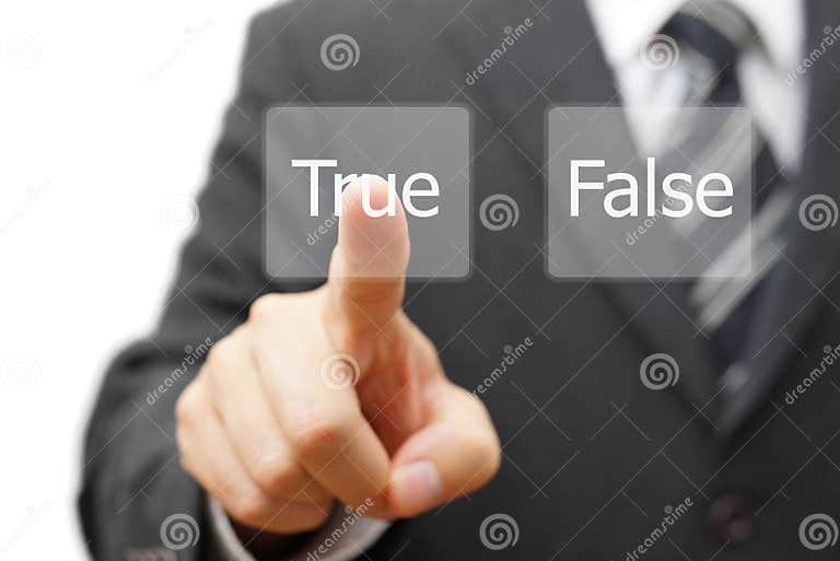 Businessman Choose Virtual Button with True Word instead False Stock ...