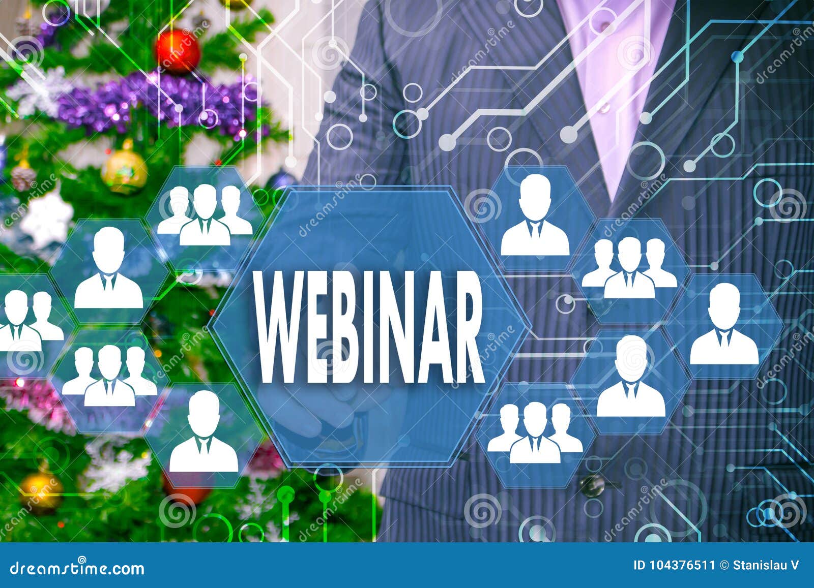 The Businessman Chooses WEBINAR on the Touch Screen Stock Image - Image ...