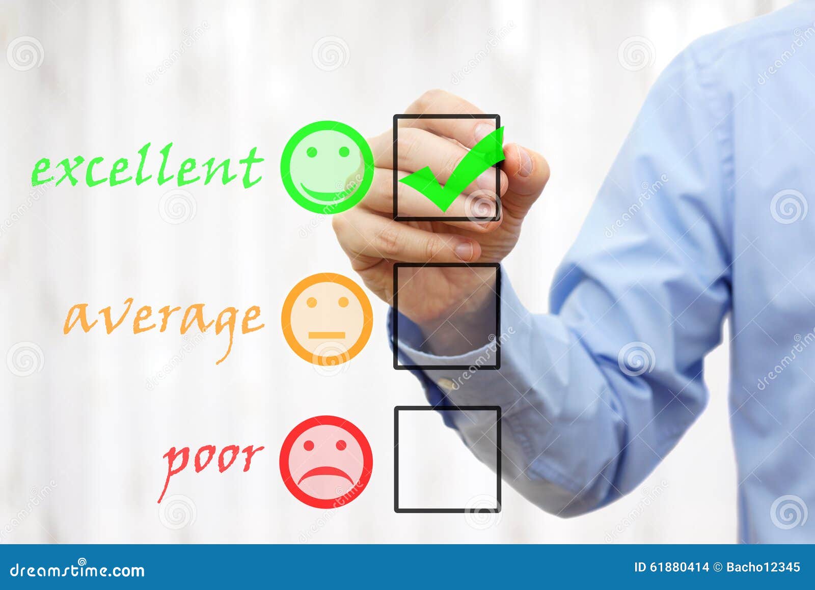 Businessman Choosing Excellent Option in a Survey Form Stock Photo ...