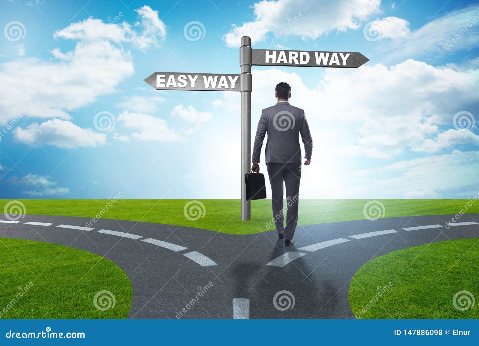The Businessman Choosing between Hard and Easy Way Stock Photo - Image ... The Businessman Choosing between Hard and Easy Way Stock Photo - Image ...