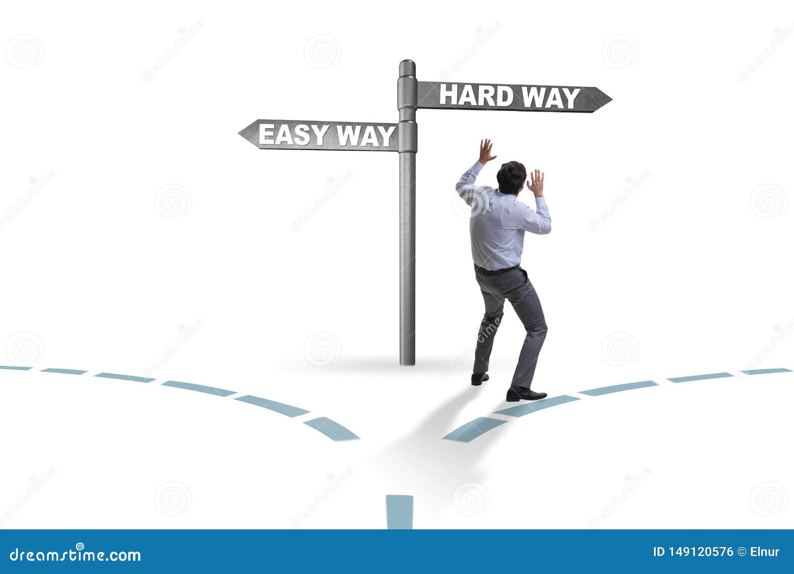 The Businessman Choosing between Hard and Easy Way Stock Photo - Image ...