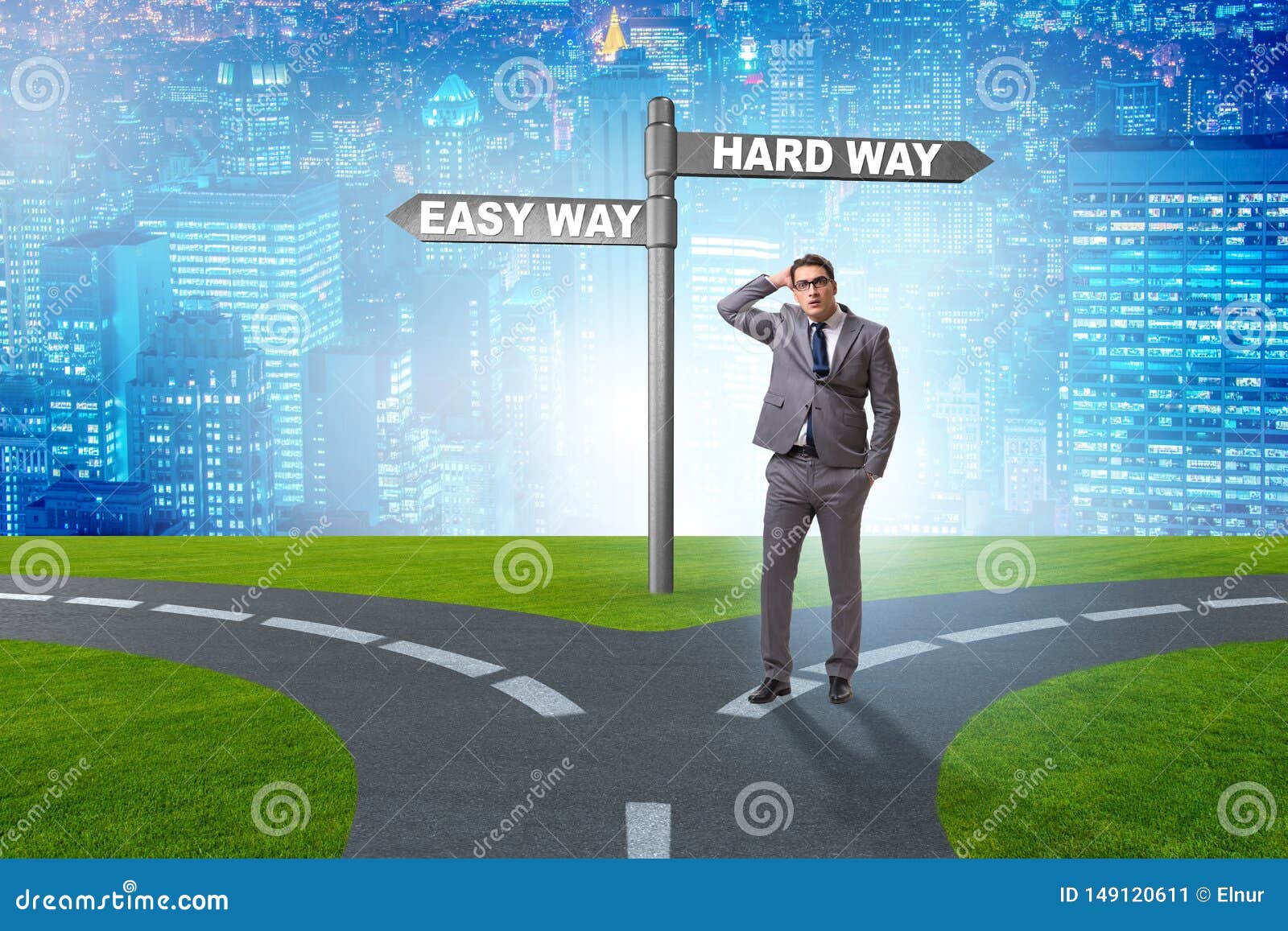 The Businessman Choosing between Hard and Easy Way Stock Image - Image ... The Businessman Choosing between Hard and Easy Way Stock Image - Image ...