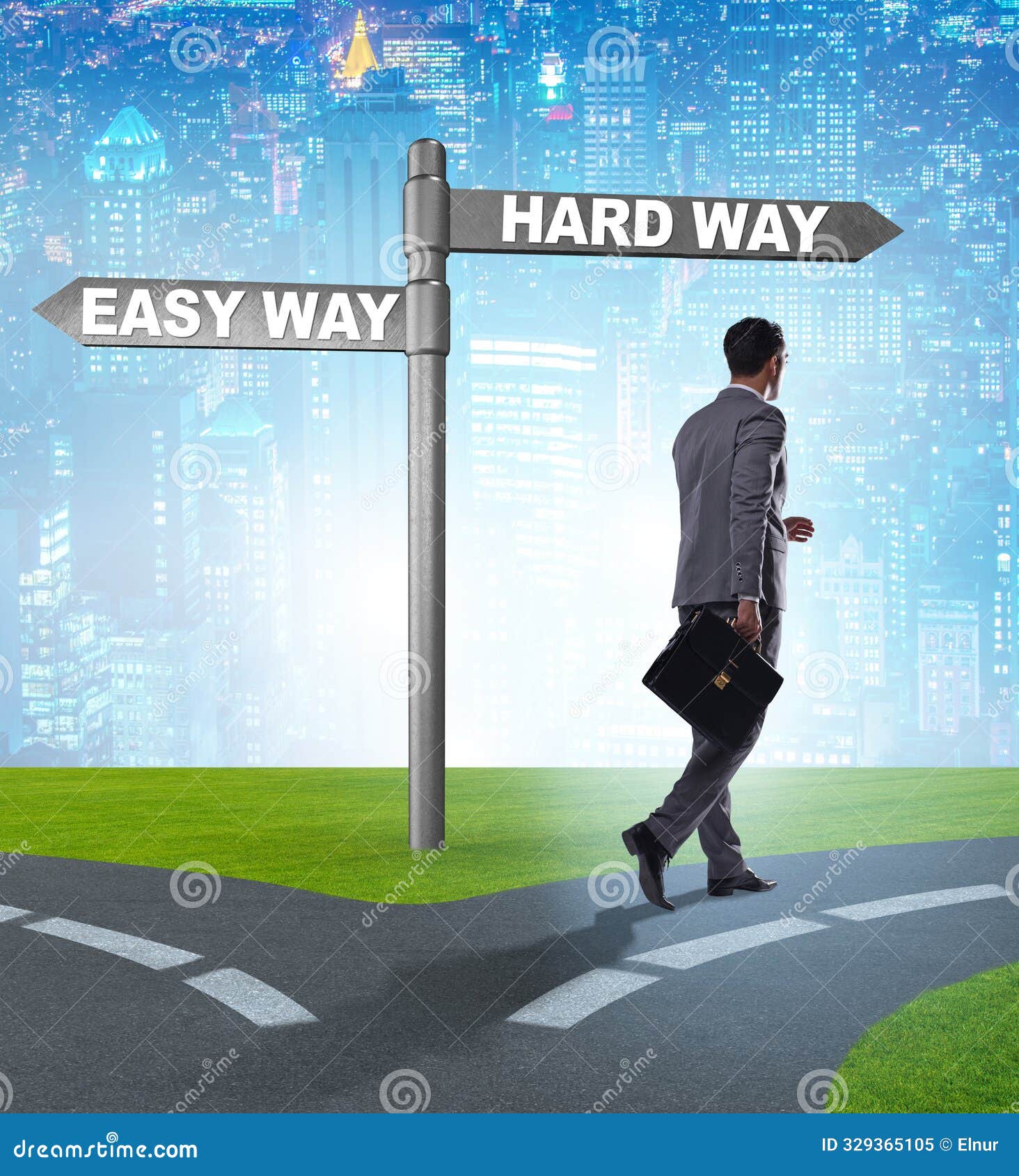 Businessman Choosing between Hard and Easy Way Stock Image - Image of ... Businessman Choosing between Hard and Easy Way Stock Image - Image of ...