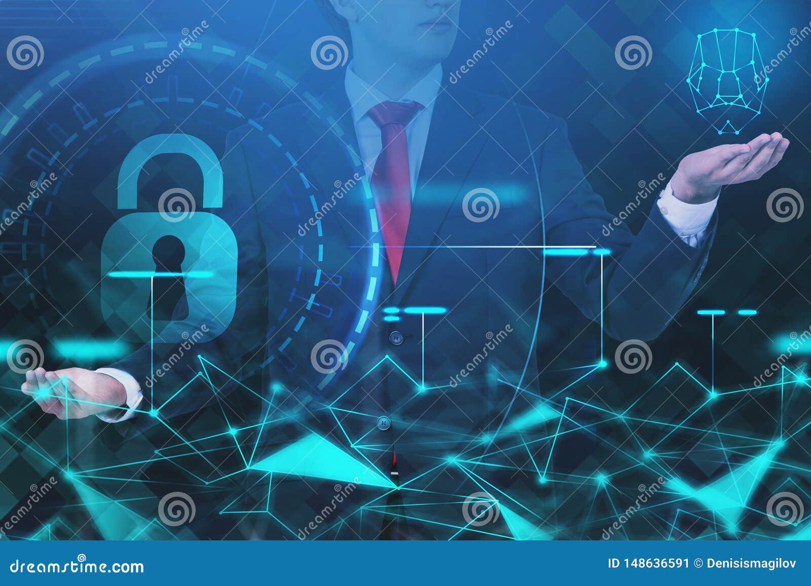 Businessman Choosing Online Security Interface Stock Image - Image of ...