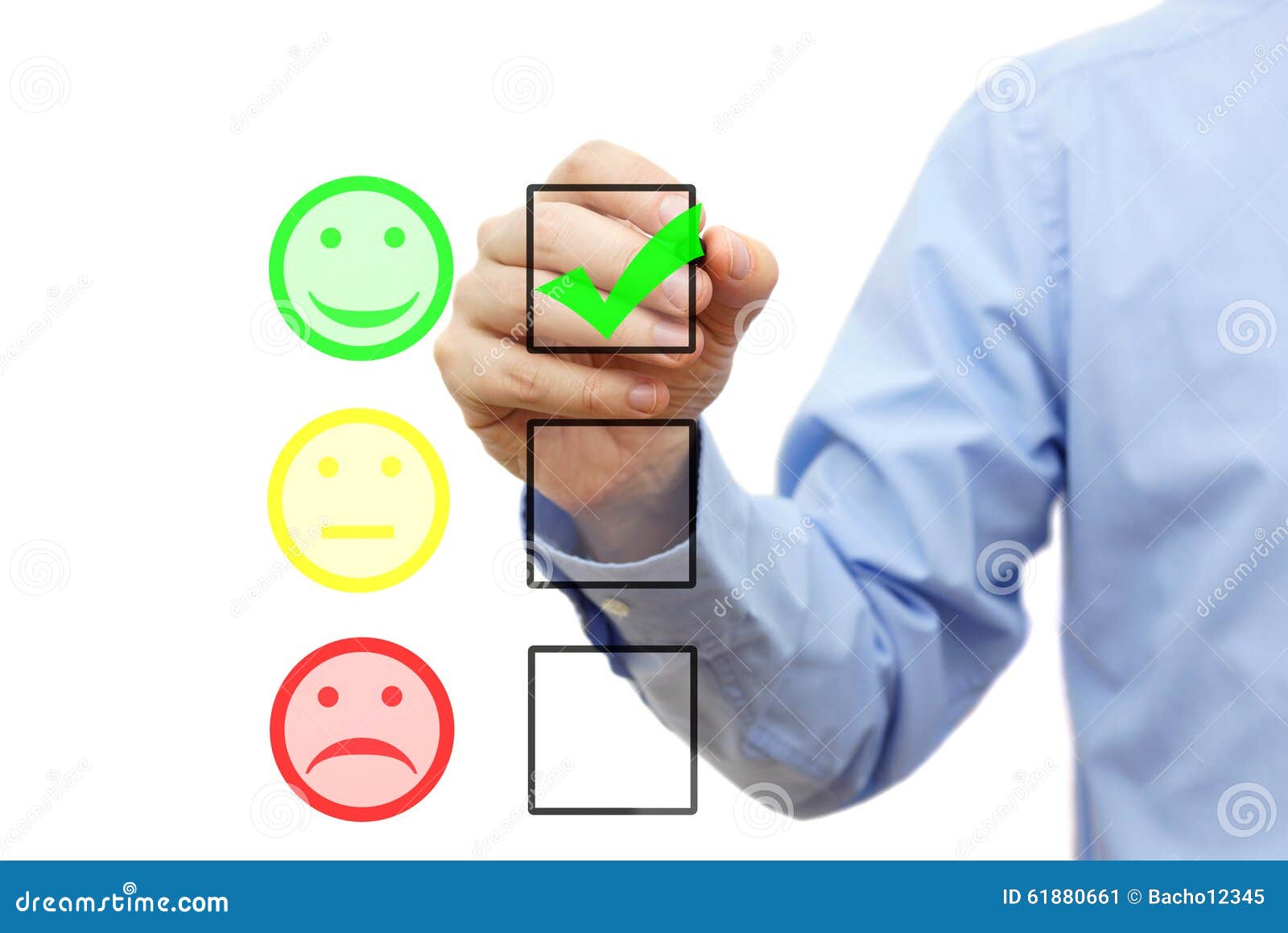 Businessman is Choosing Smile on Checklist Stock Image - Image of happy ...