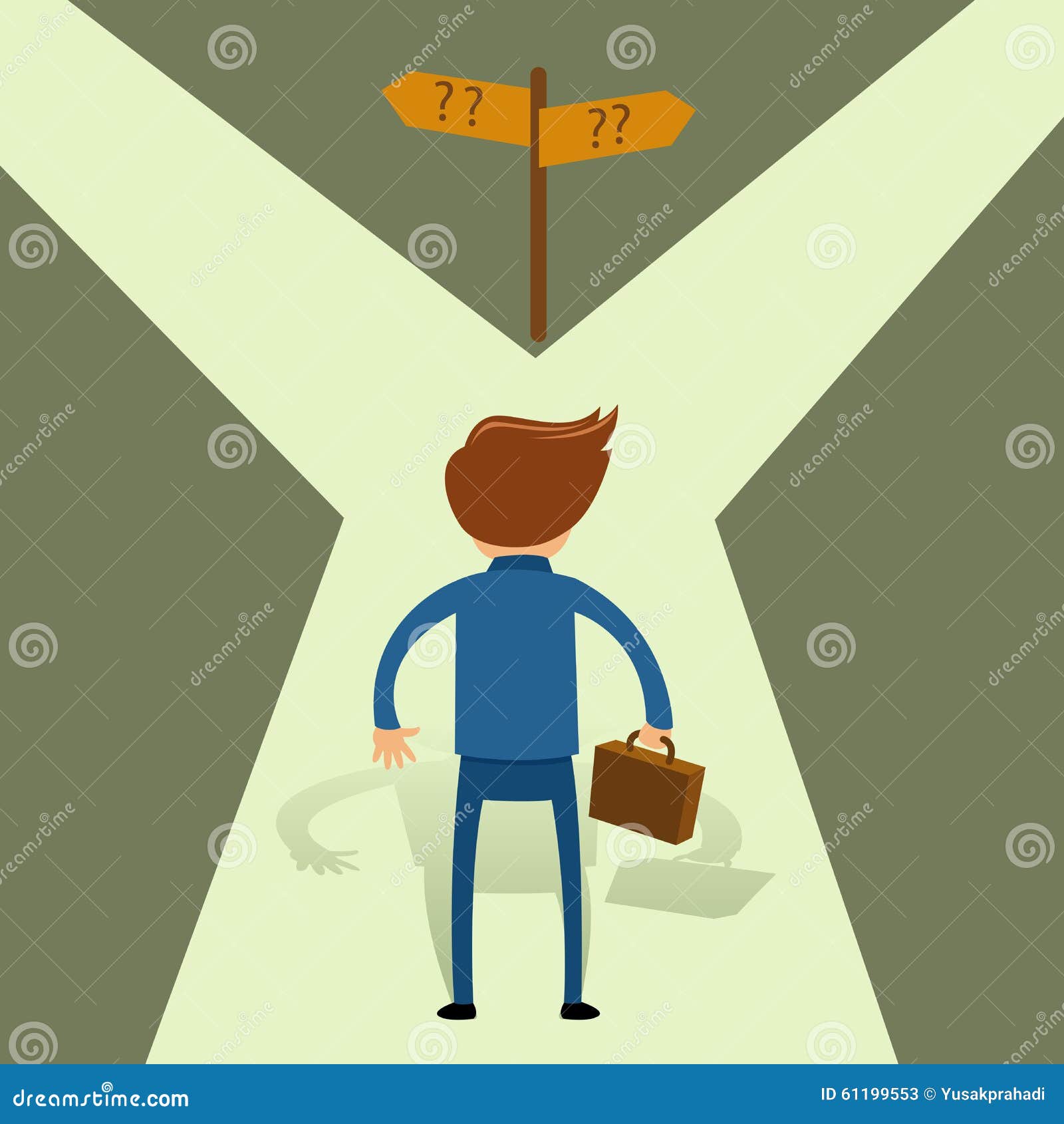 Businessman Choosing Unknown Path Stock Vector - Illustration of afraid ...