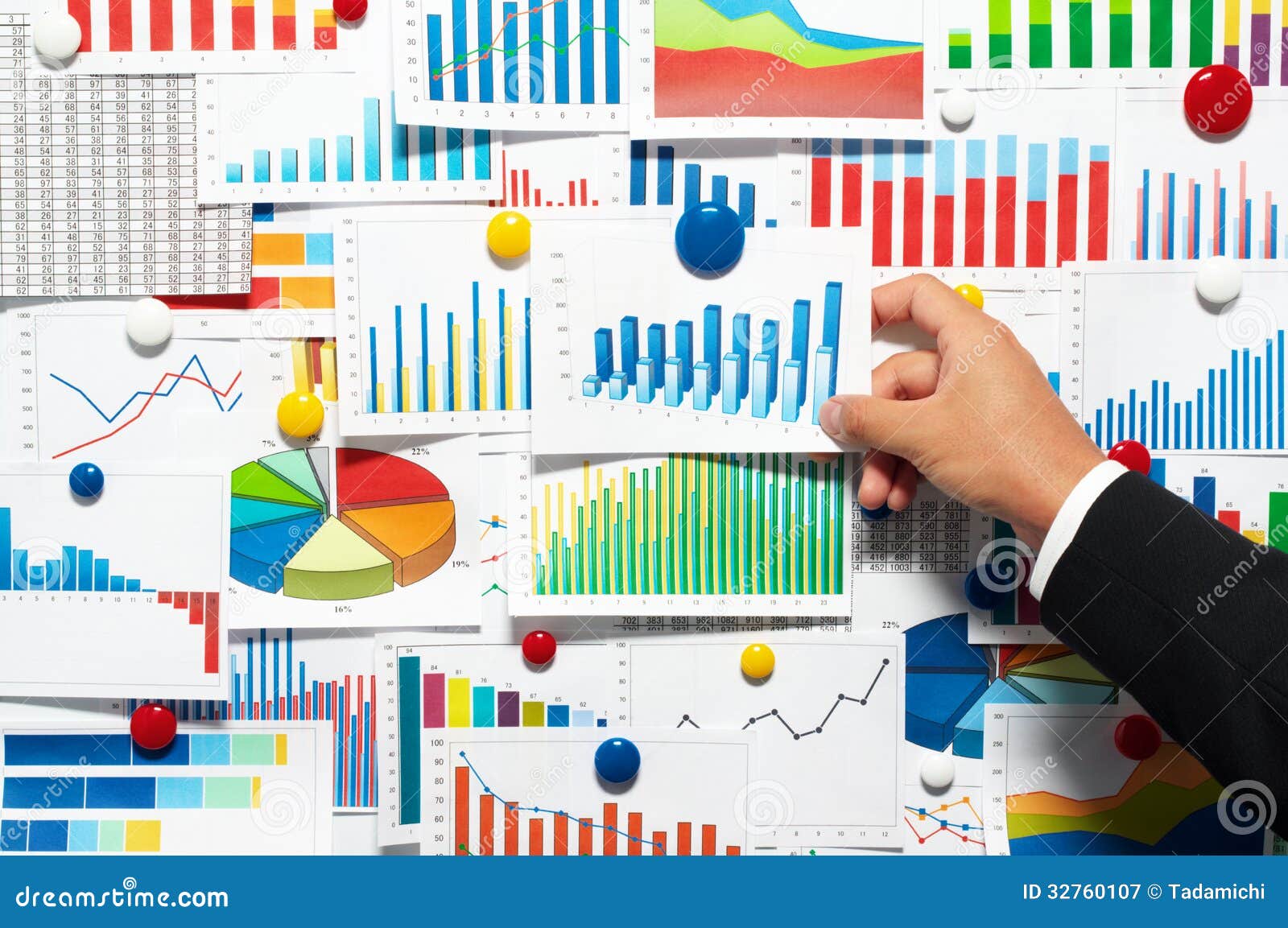 Businessman Choosing from a Variety of Graphs. Stock Image - Image of ...