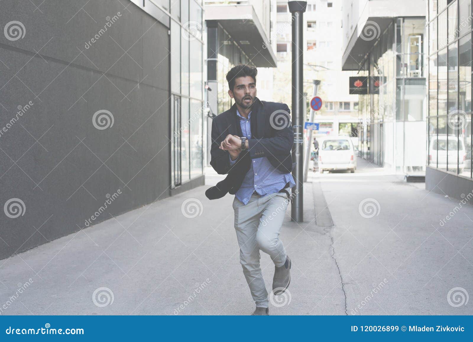 Businessman Hurry on Work and Checking Time. Stock Image - Image of ...