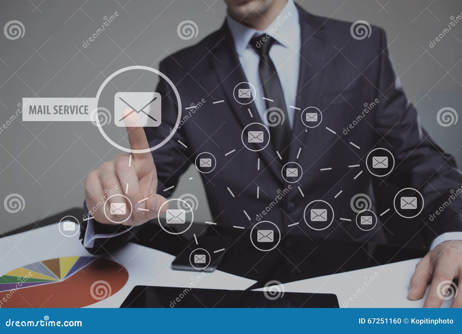 Businessman Clicking on Email Icon. Mail Service Stock Photo - Image of ... Businessman Clicking on Email Icon. Mail Service Stock Photo - Image of ...