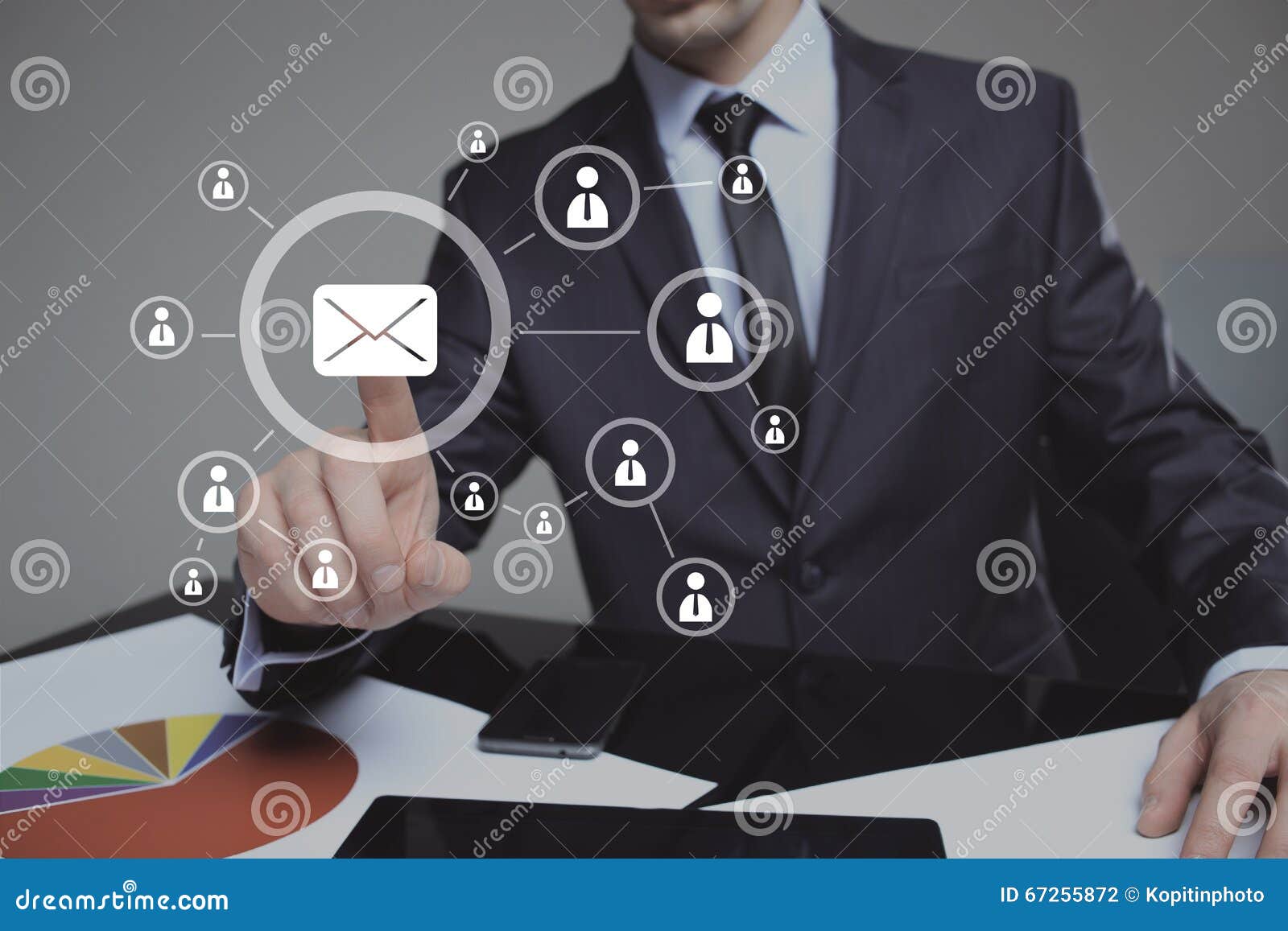 Businessman Clicking on Email Icon. Mail Service Stock Photo - Image of ... Businessman Clicking on Email Icon. Mail Service Stock Photo - Image of ...