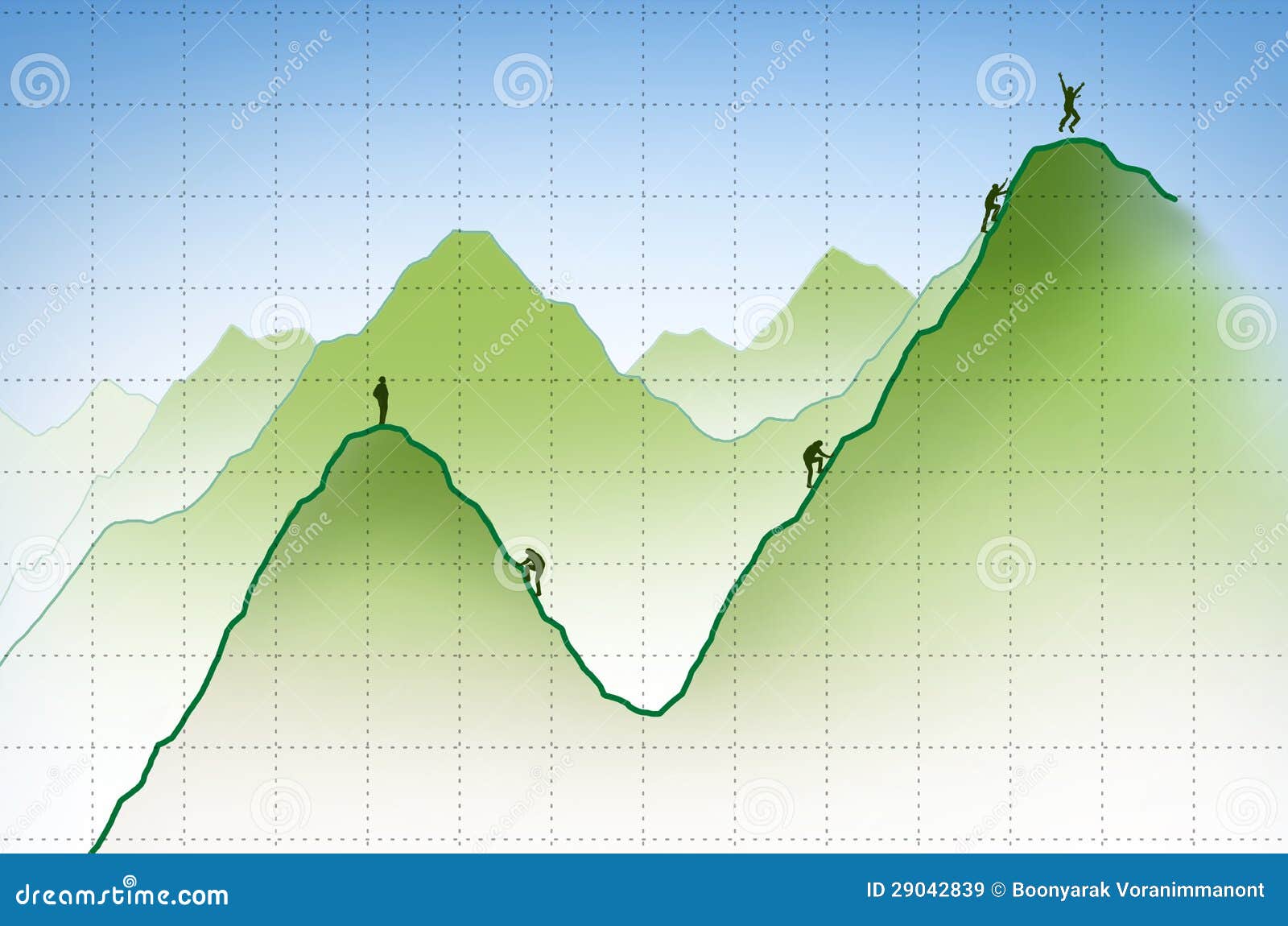 Businessman Climbing a Graph Stock Illustration - Illustration of ...