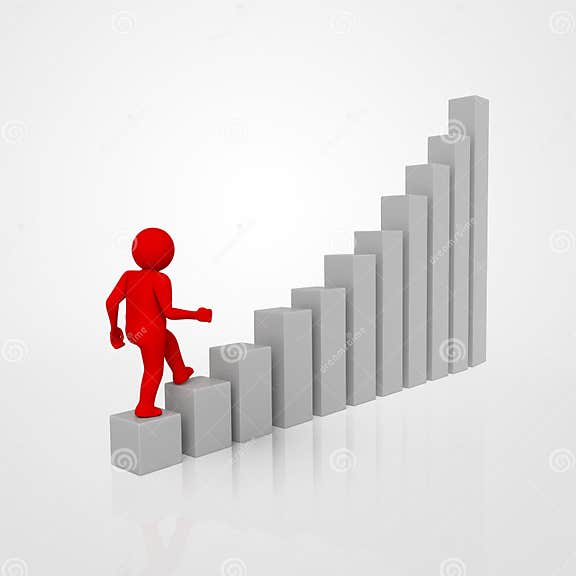 Businessman Climbing a Graph Column . 3D Rendering. Stock Illustration ...
