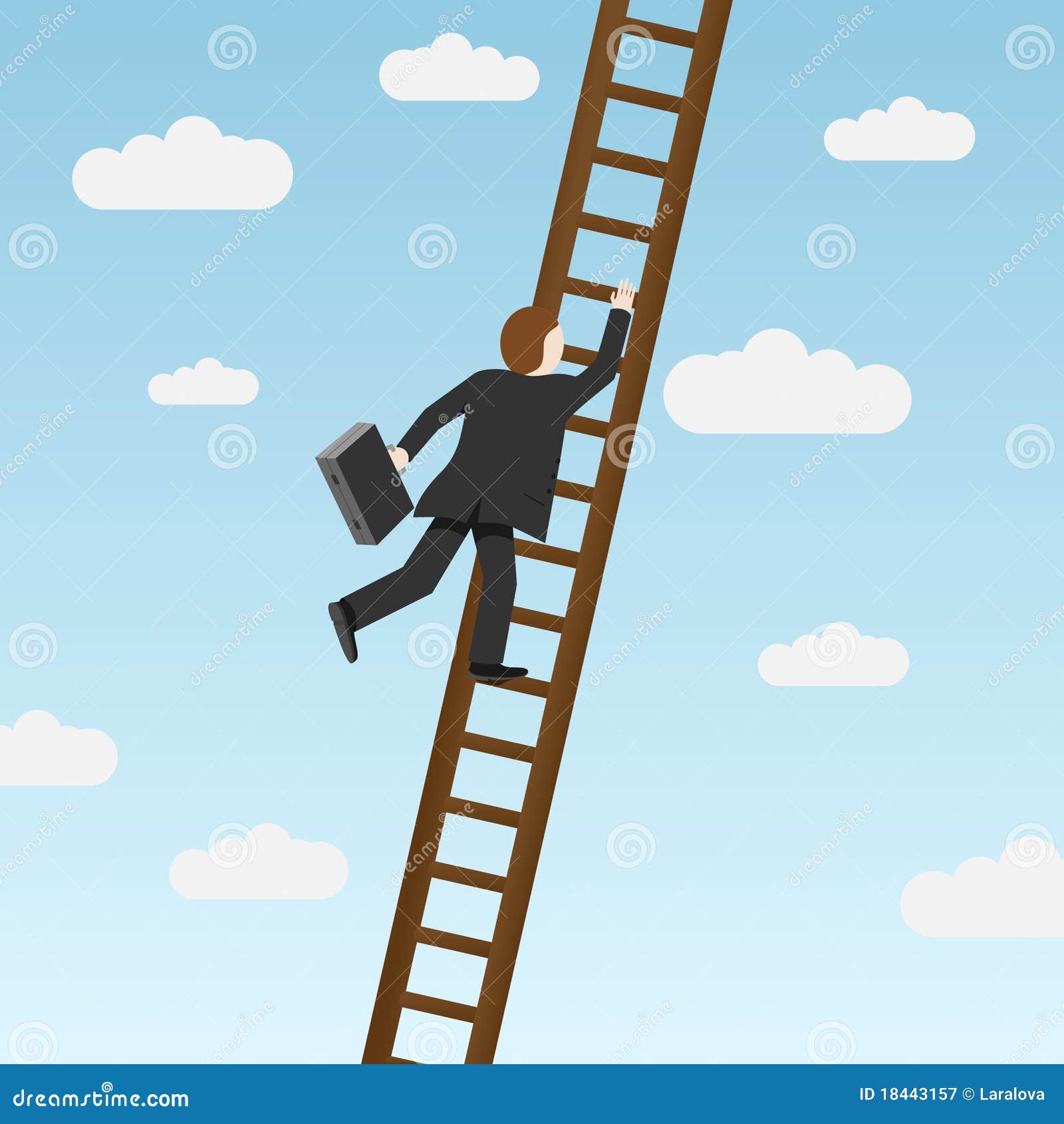 3D Man Climbing Ladder To The Red Goal Target Stock Photography ...