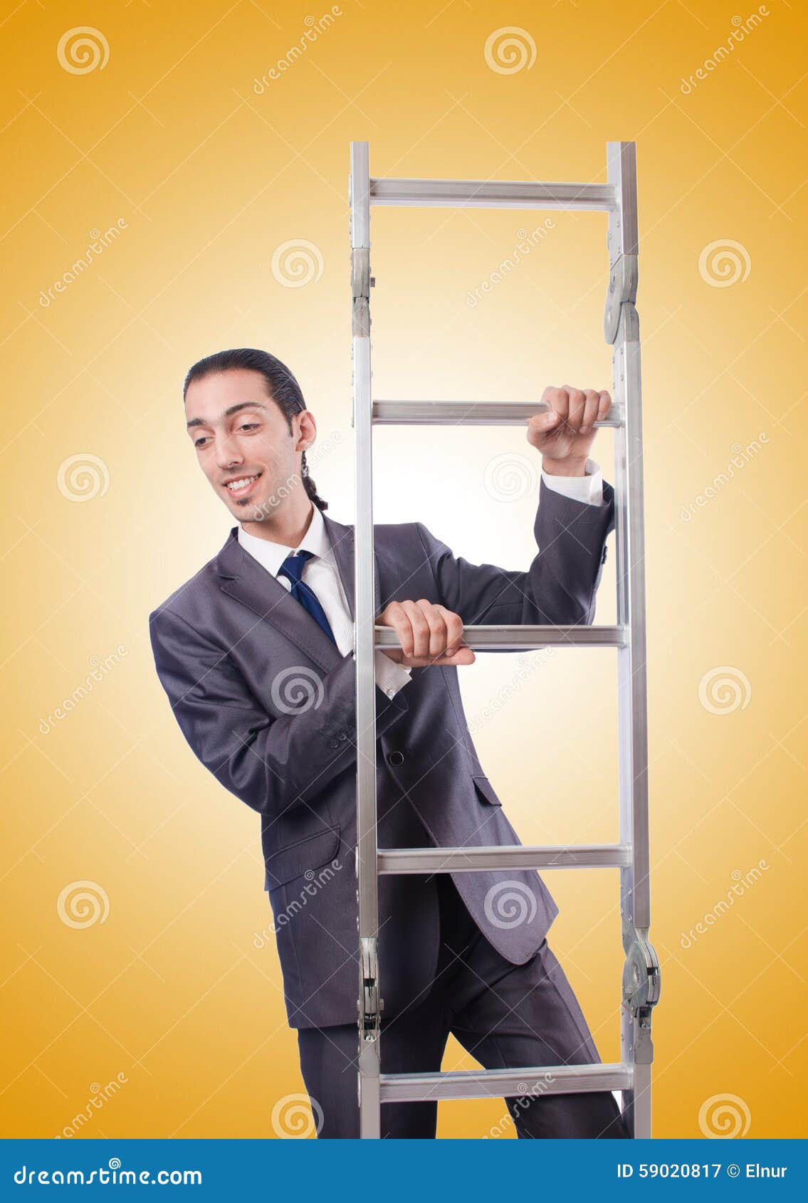 Businessman Climbing the Ladder Against the Stock Image - Image of ...