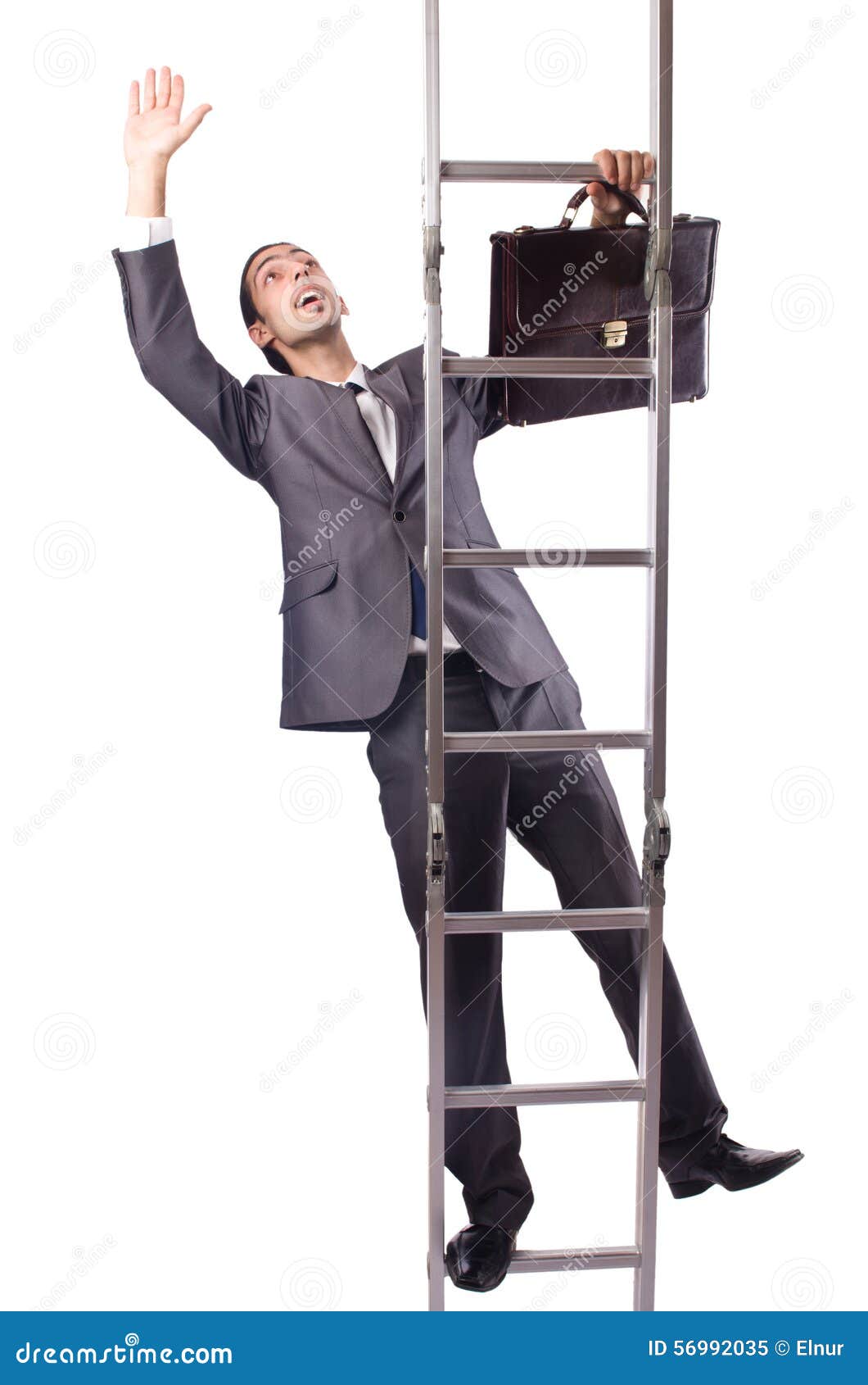 Businessman Climbing Ladder Isolated on White Stock Image - Image of ...