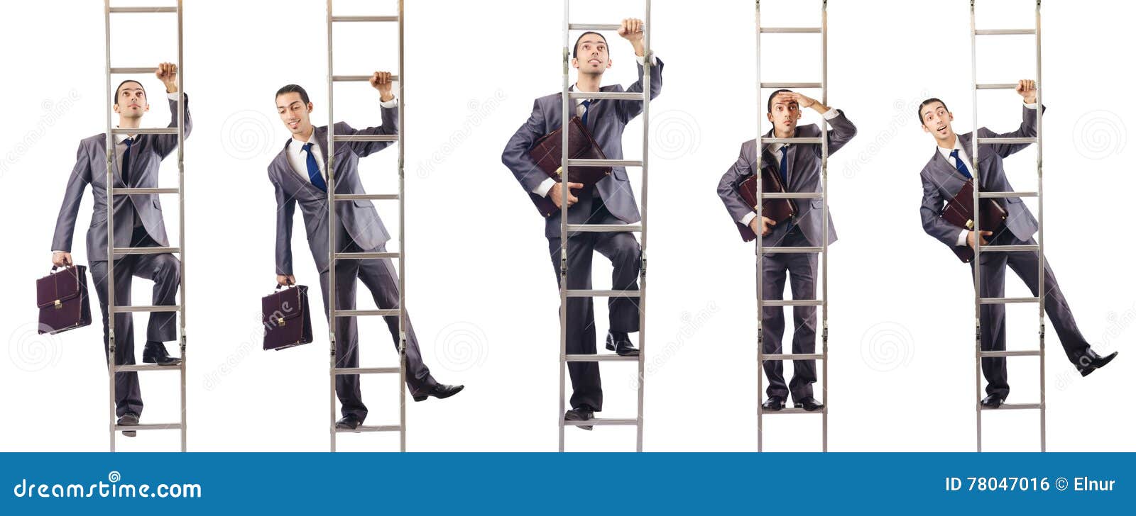 The Businessman Climbing the Ladder Isolated on White Stock Photo ...