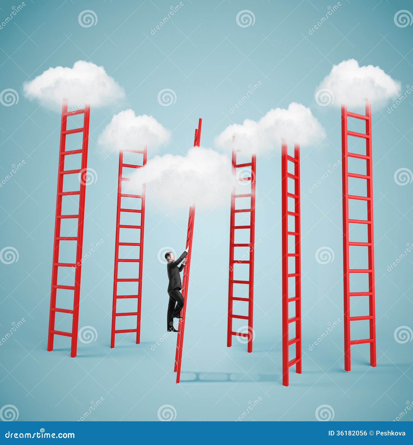 Businessman Climbing To Cloud Stock Illustration - Illustration of ...