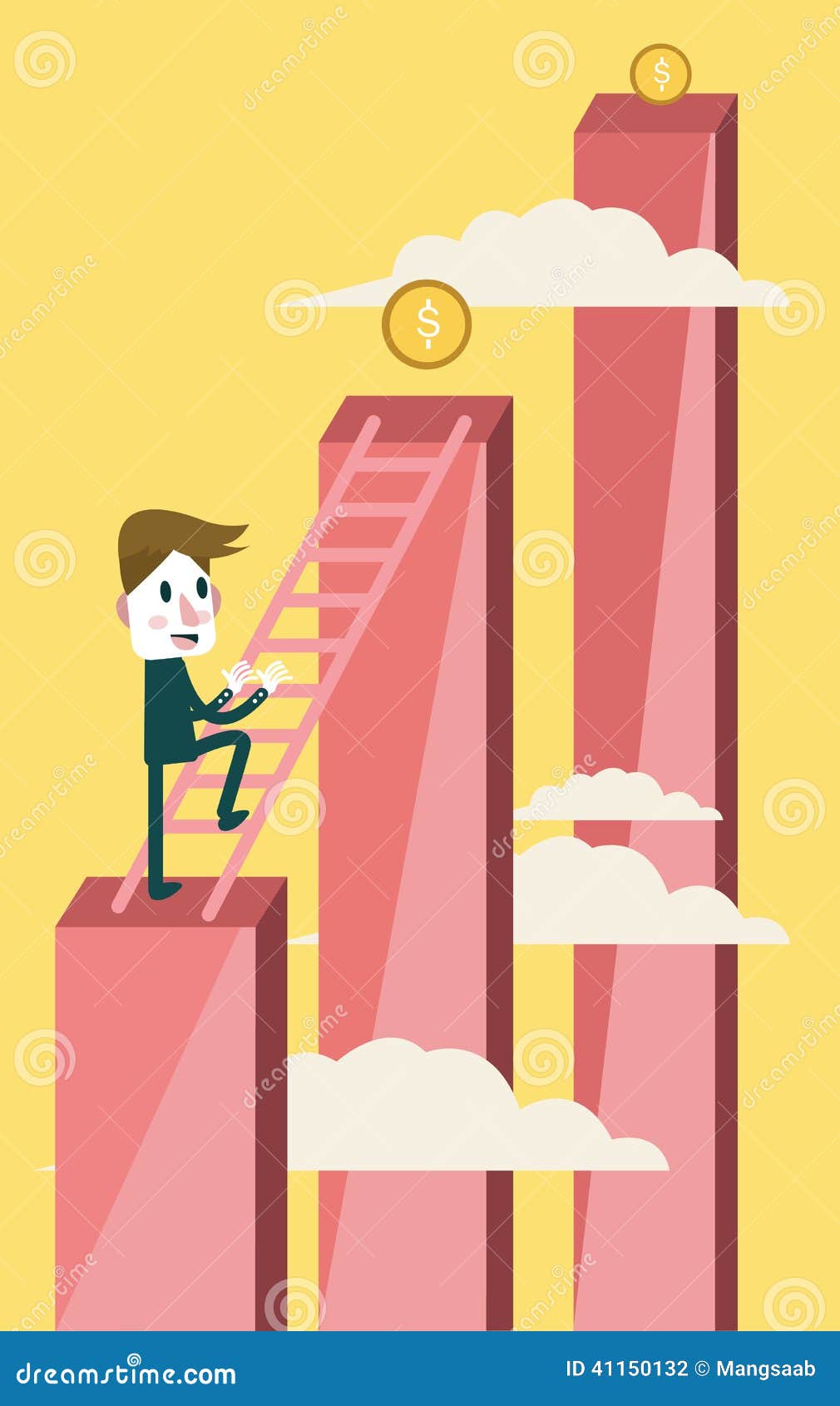 Businessman Climbing To Higher Profit Graph. Stock Vector ...