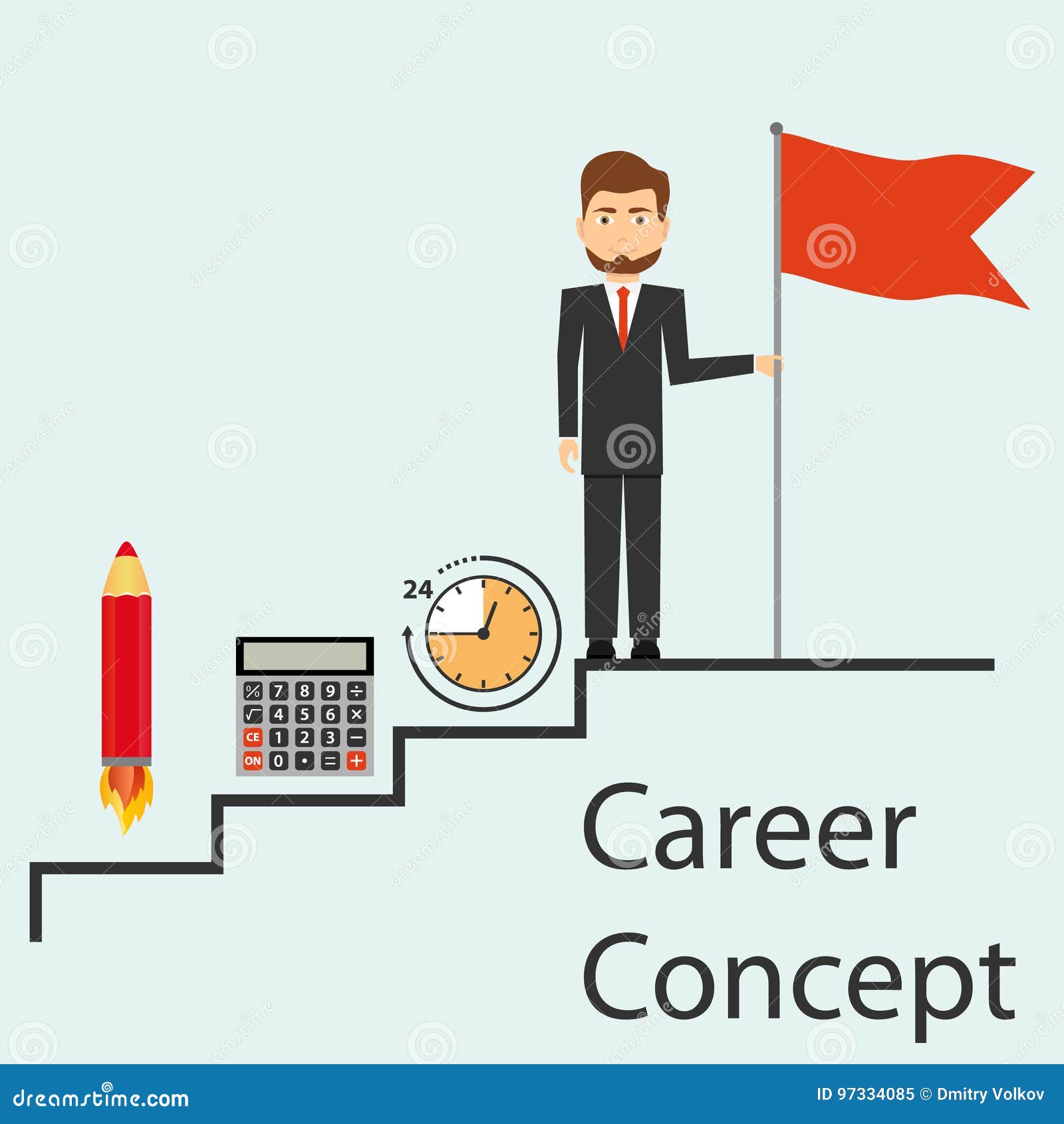 A Businessman Climbs the Corporate Ladder Stock Vector - Illustration ...