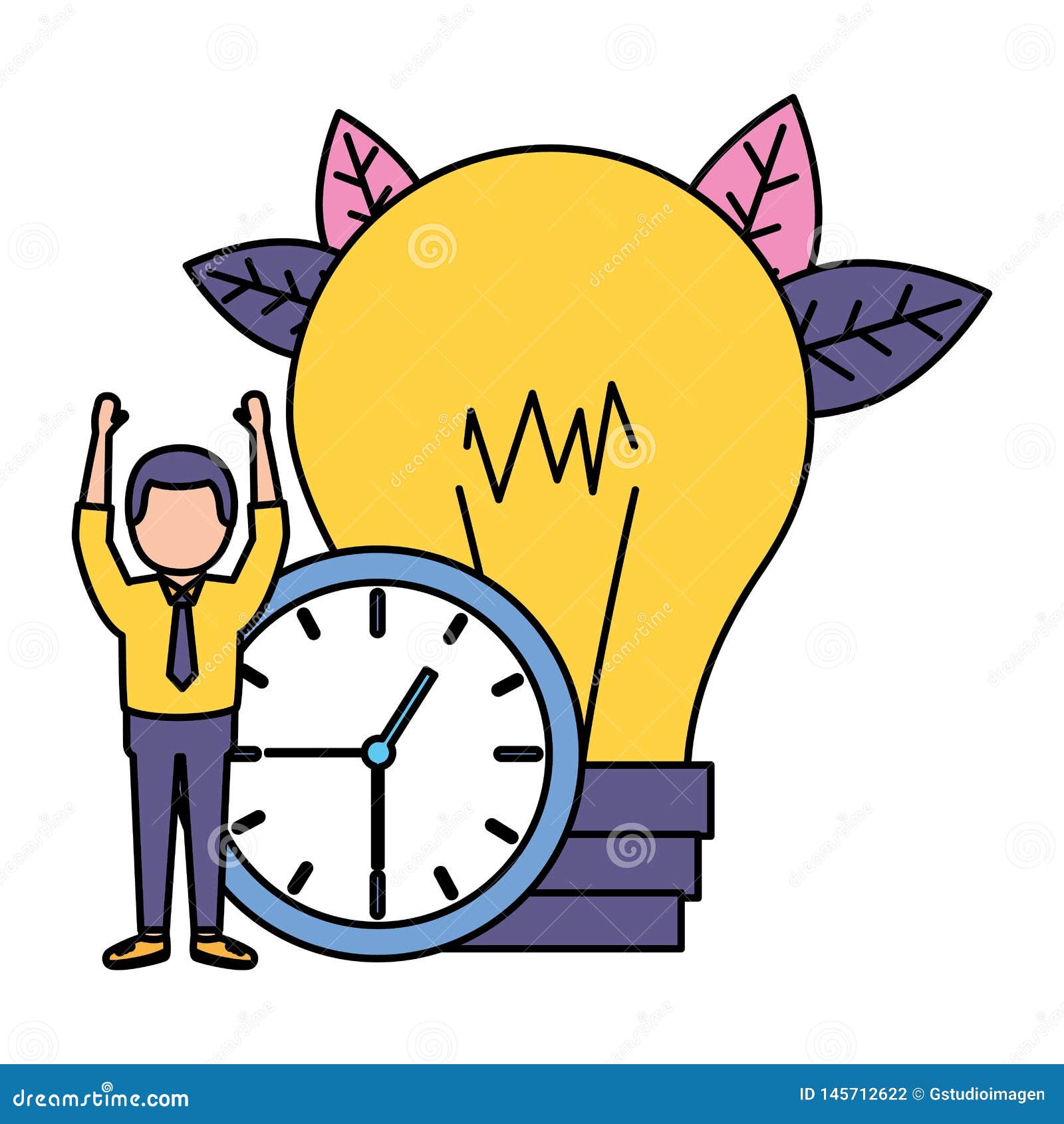 Businessman Clock Bulb Time Stock Illustration - Illustration of leader ...