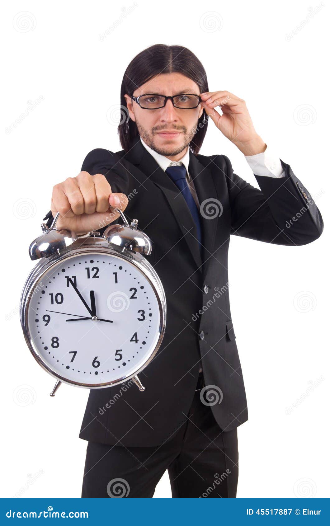 Businessman with Clock Isolated Stock Image - Image of hurrying, clock ...