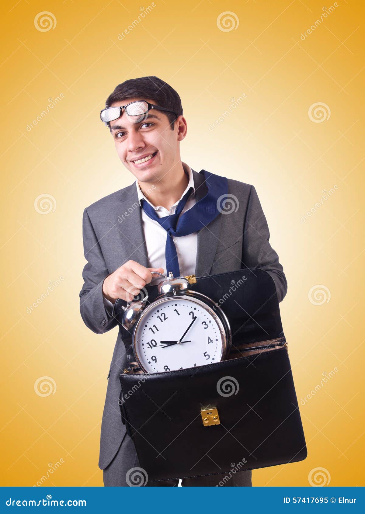 Businessman with Clock Isolated on the White Stock Image - Image of ...
