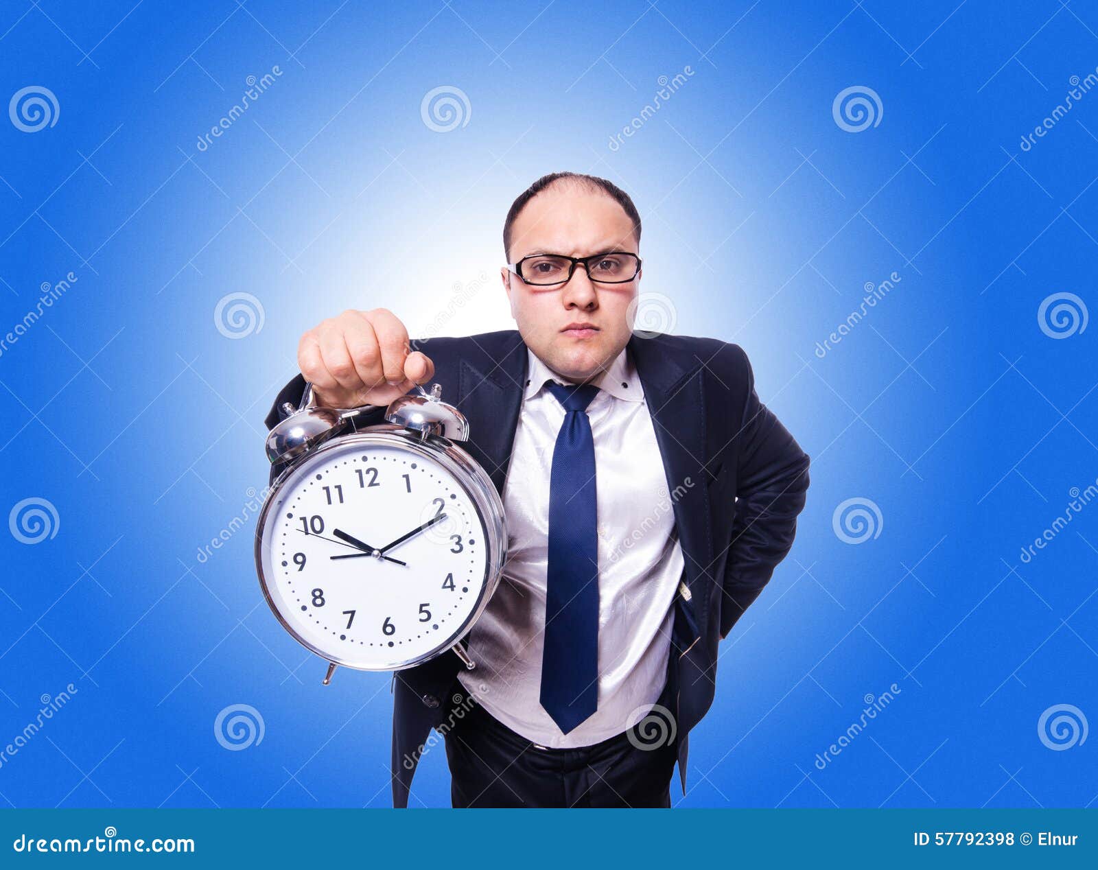 Businessman with Clock Isolated on White Stock Photo - Image of ...