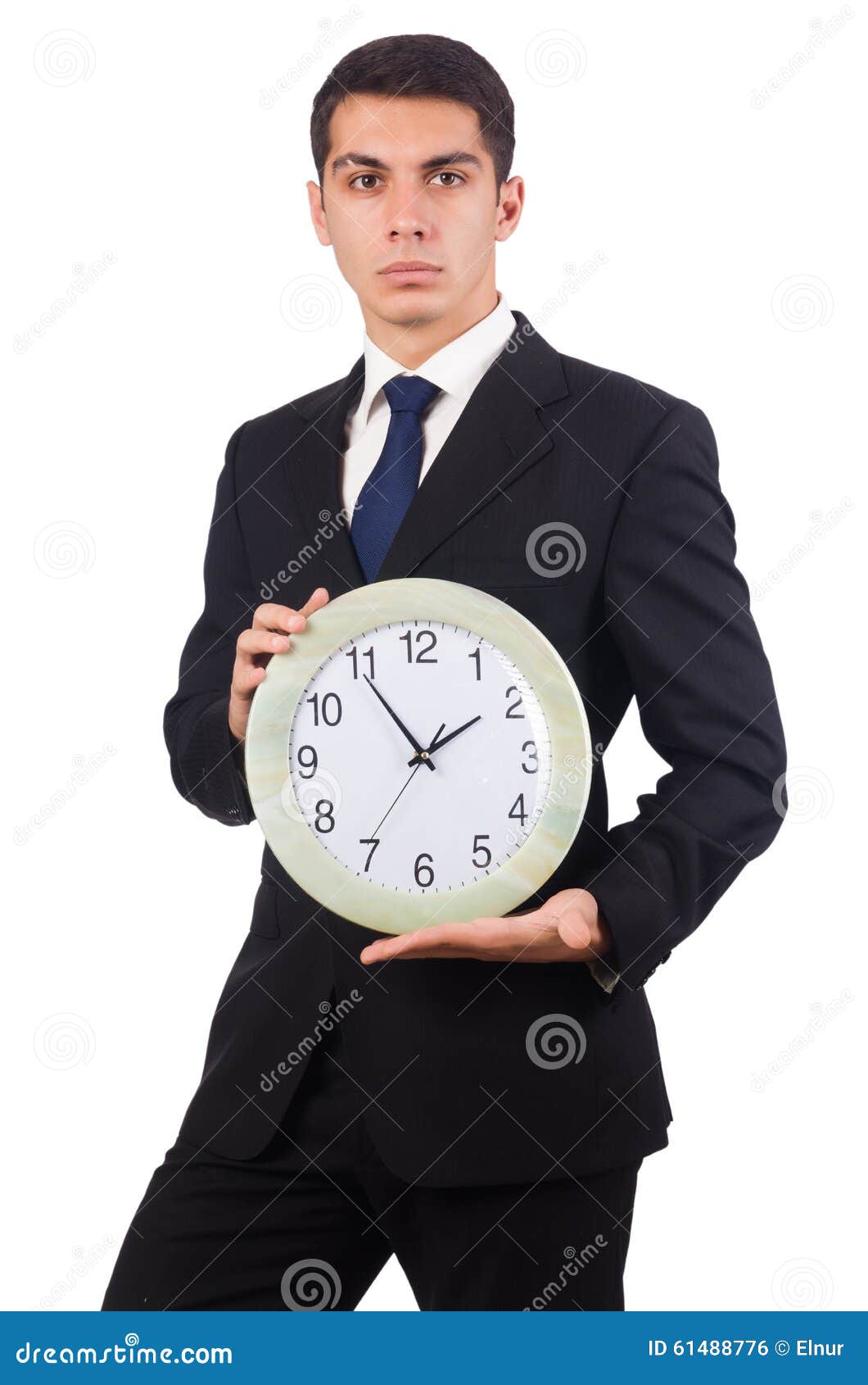 The Businessman with Clock Isolated on White Stock Photo - Image of ...