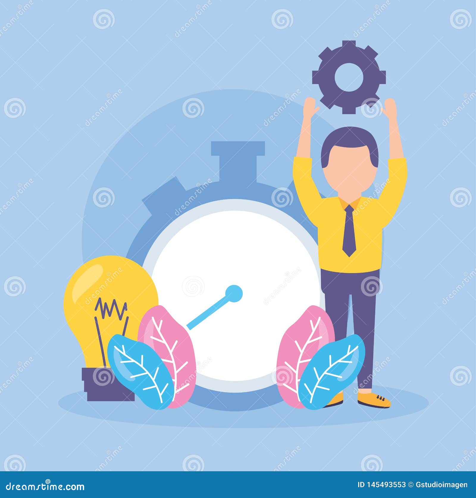 Businessman clock time stock vector. Illustration of management - 145493553