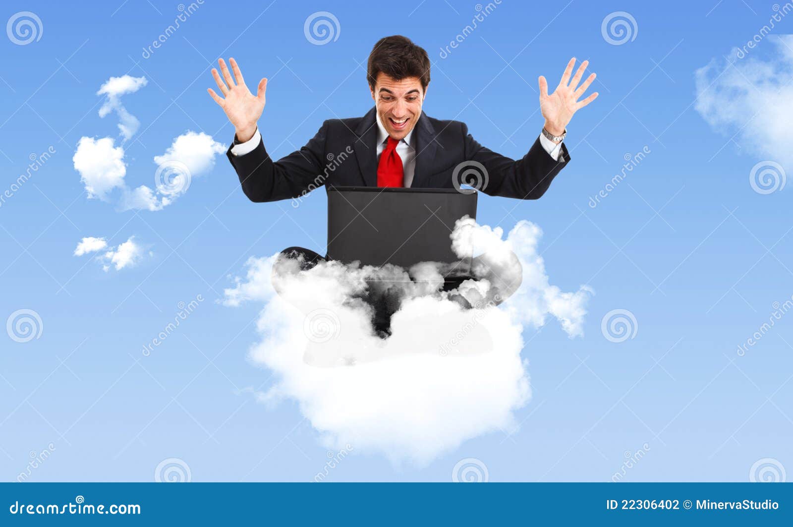 Businessman on a cloud stock photo. Image of smile, happy - 22306402